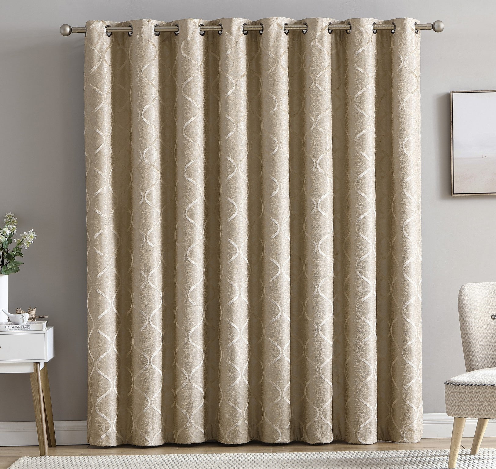 THD Sally Lattice Flocked 100% Blackout Grommet Patio Door Panel - Walmart.com