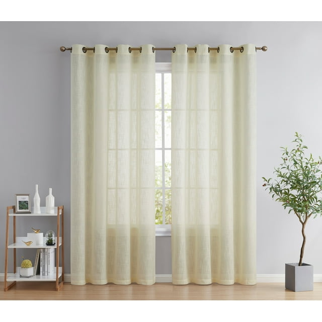 THD Serena Faux Linen Textured Semi Sheer Transparent Window Grommet ...
