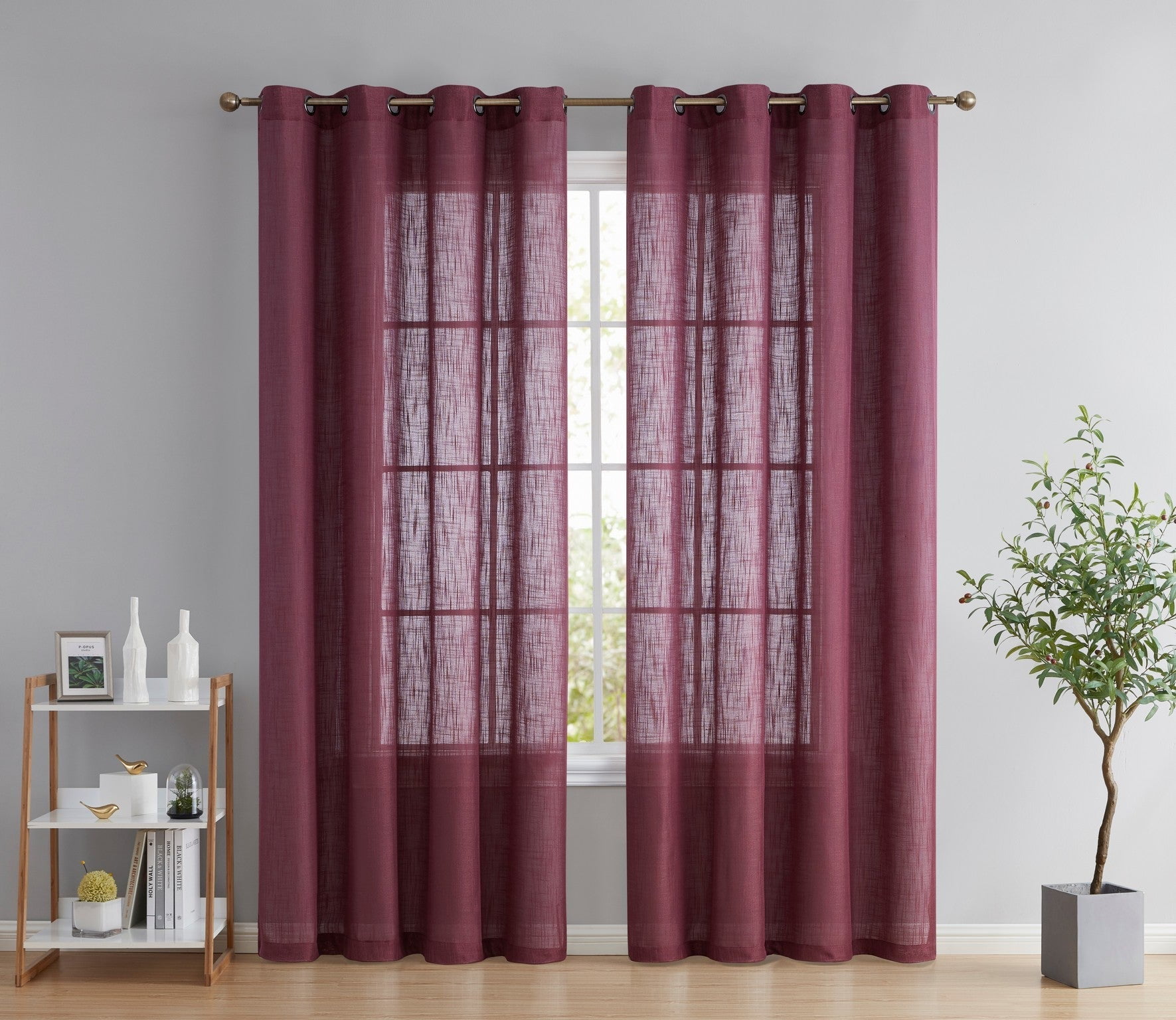 THD Serena Faux Linen Textured Semi Sheer Transparent Window Grommet ...