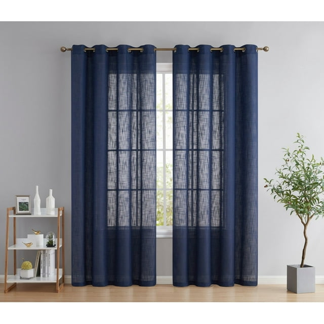 THD Serena Faux Linen Textured Semi Sheer Transparent Window Grommet ...