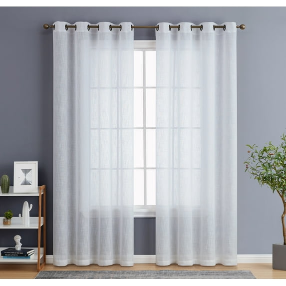 THD Serena Faux Linen Textured Semi Sheer Transparent Window Grommet ...