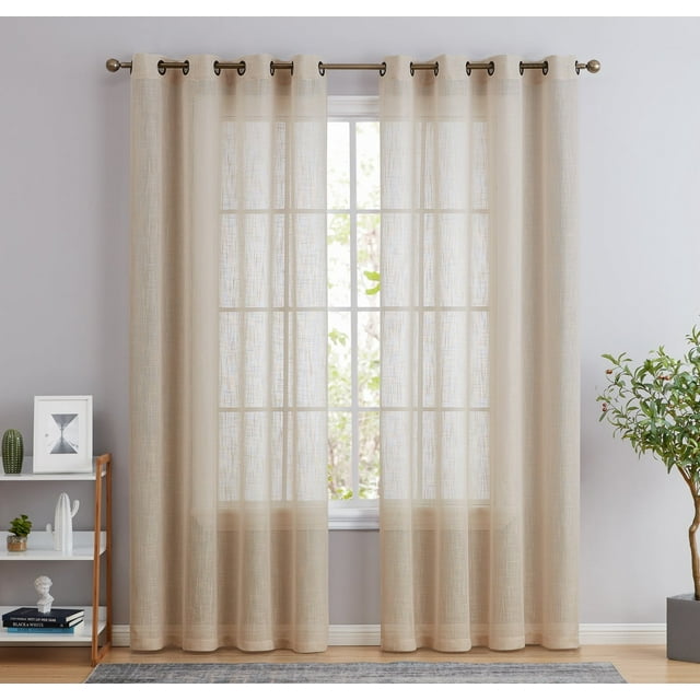 THD Serena Faux Linen Textured Semi Sheer Transparent Window Grommet ...