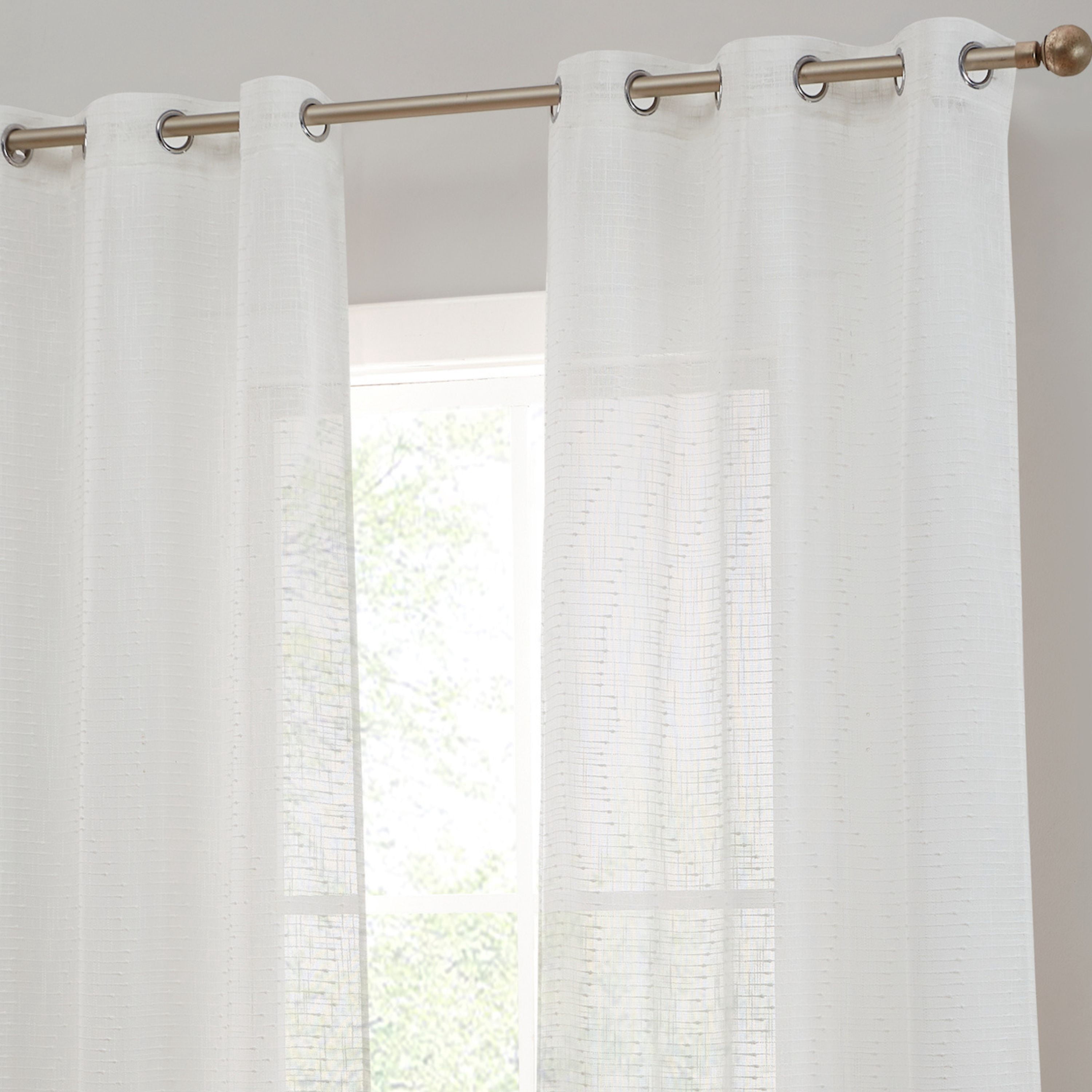 THD Sharrie Faux Linen Semi Sheer Light Filtering Transparent Grommet ...