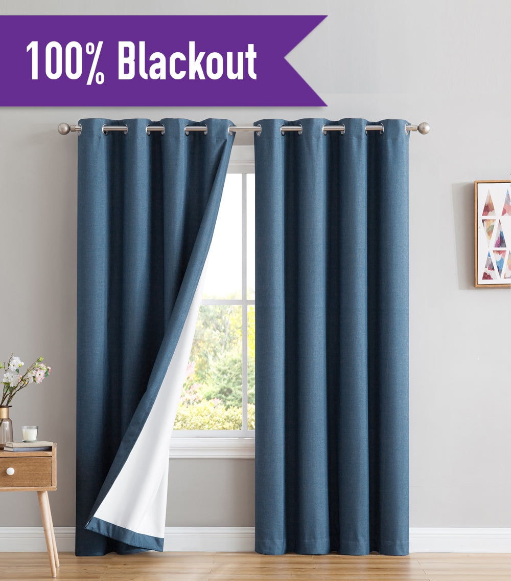 THD Textured 100% Blackout Room Darkening Thermal Lined Energy Efficient Curtain Grommet Panels ...