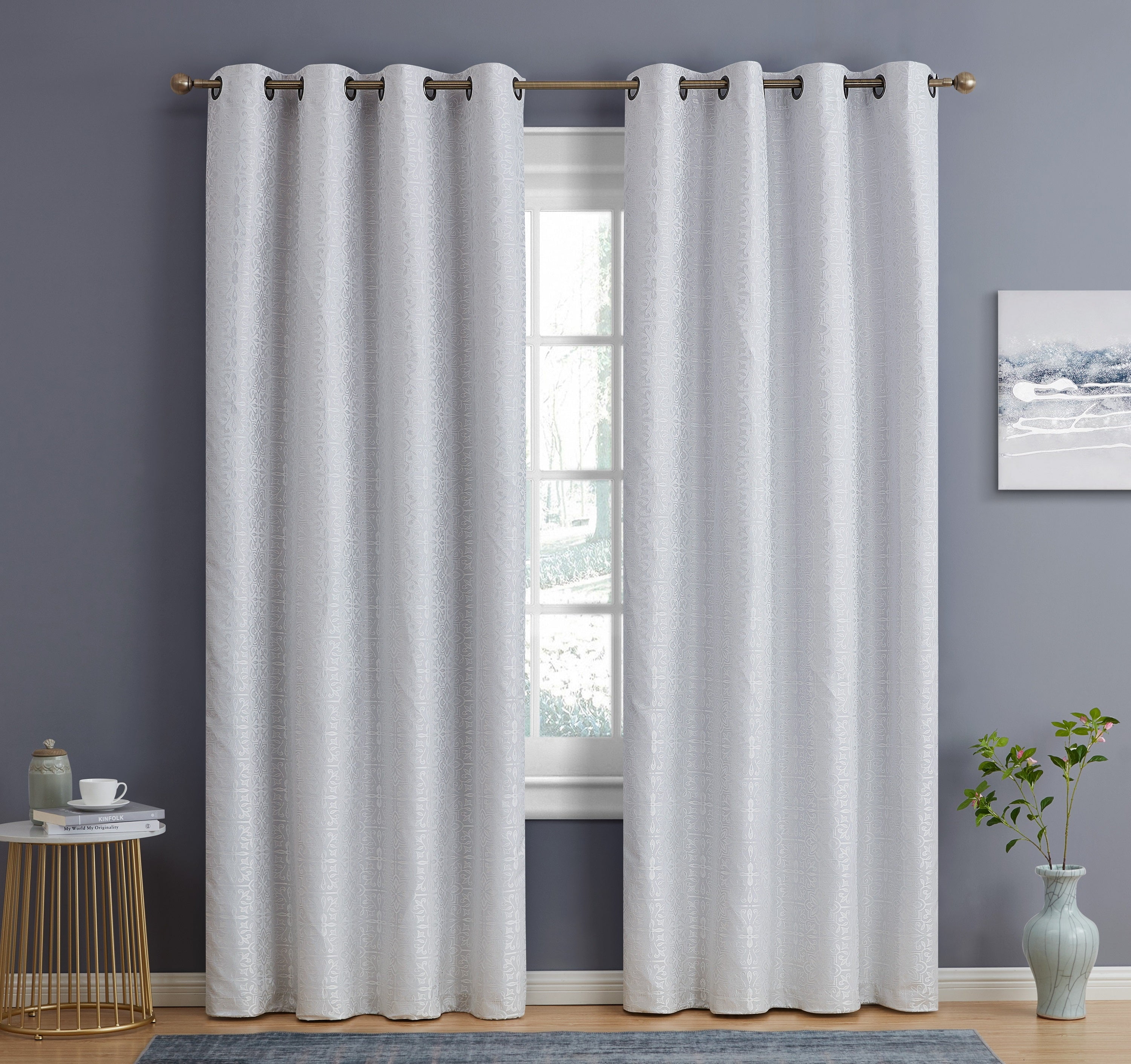 THD Venice Moroccan Tile 100% Complete Blackout Thermal Insulated Grommet Curtain Panels, Set of ...