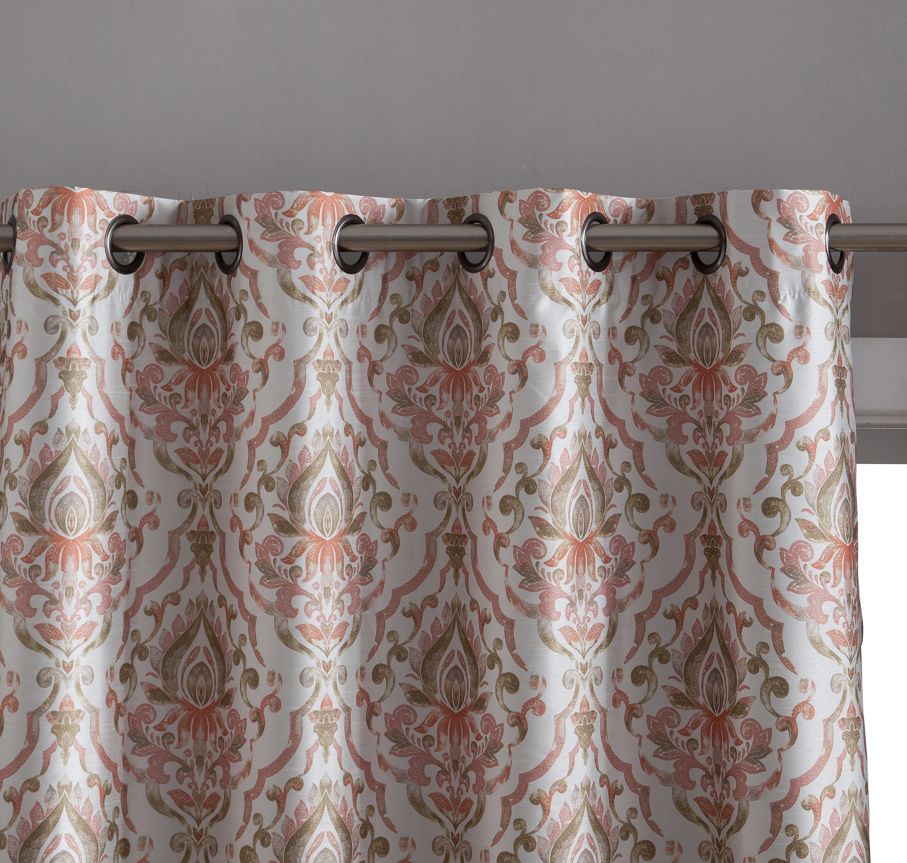 THD Verona Damask 100% Room Darkening Thermal Insulated Curtain Grommet Panels - Set of 2 ...