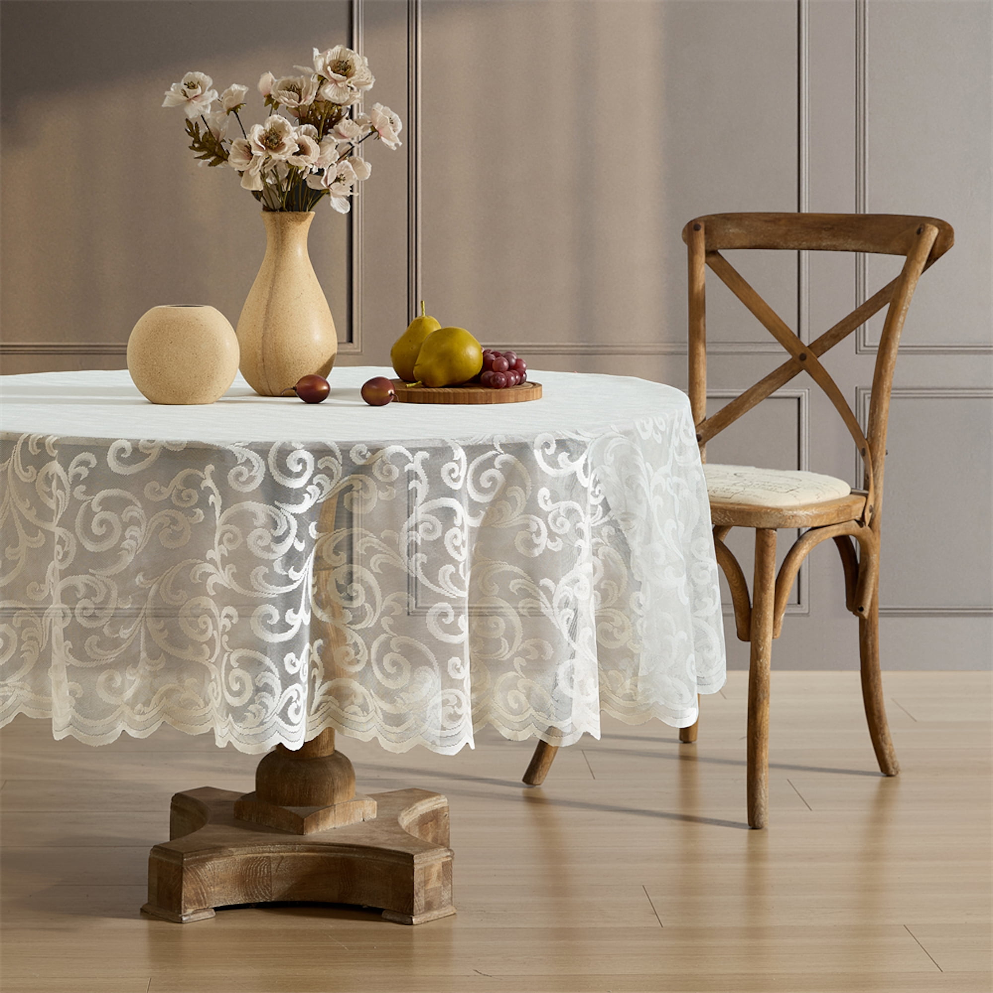THD Vines Lace Fabric Tablecloth, Lace Fabric Table Cloth for Round ...