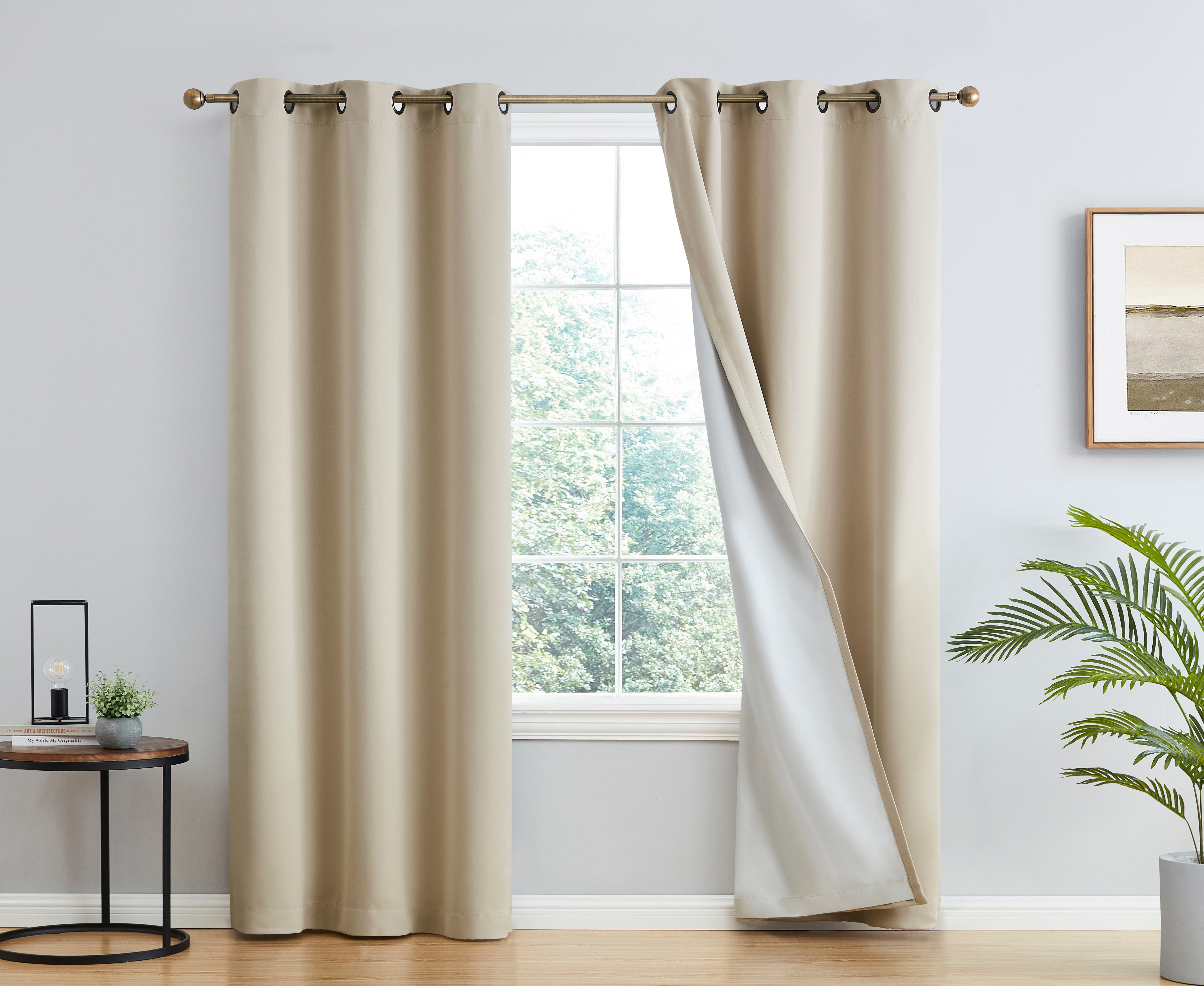 THD Virginia 100% Blackout Grommet Total Privacy Curtain Panels - Set ...