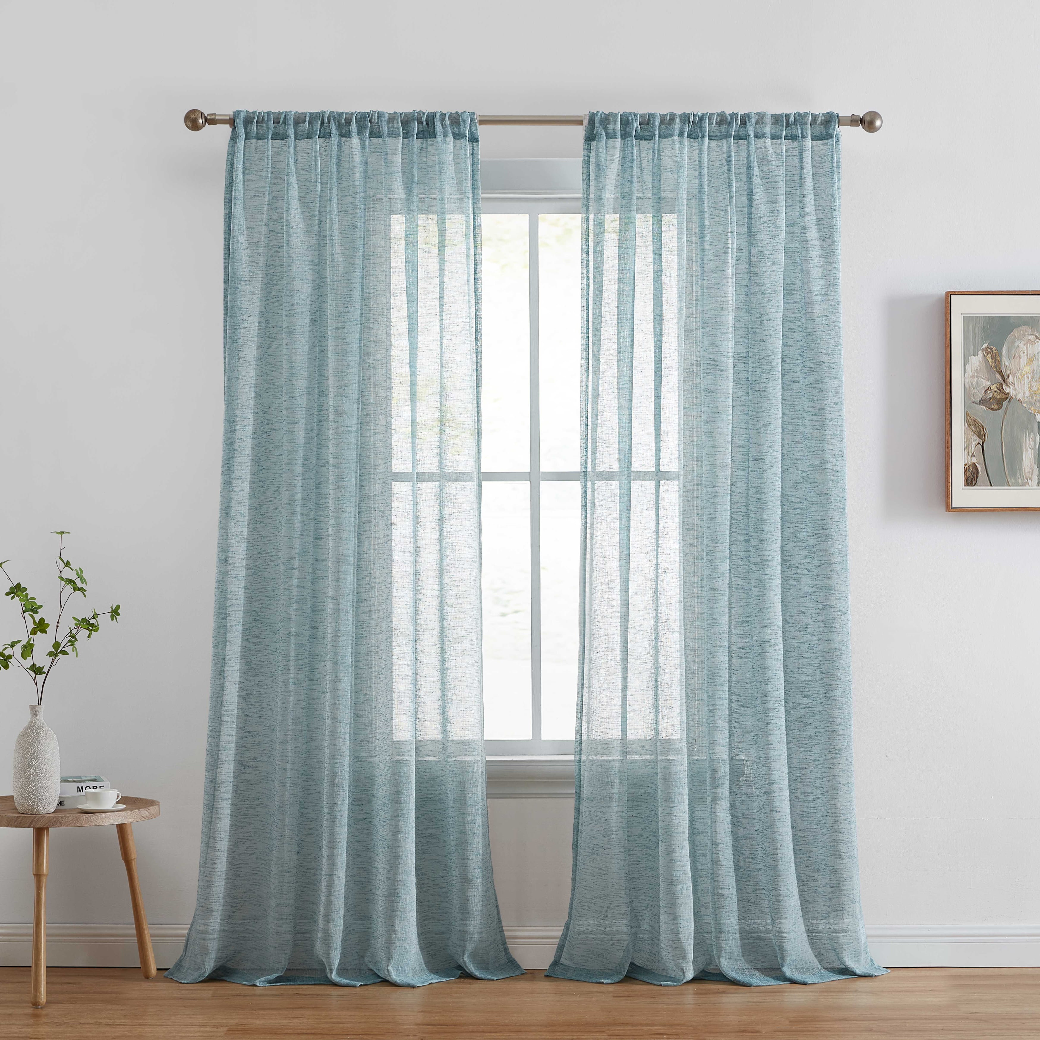 THD Zoey Faux Linen Textured Semi Sheer Window Rod Pocket Thick ...