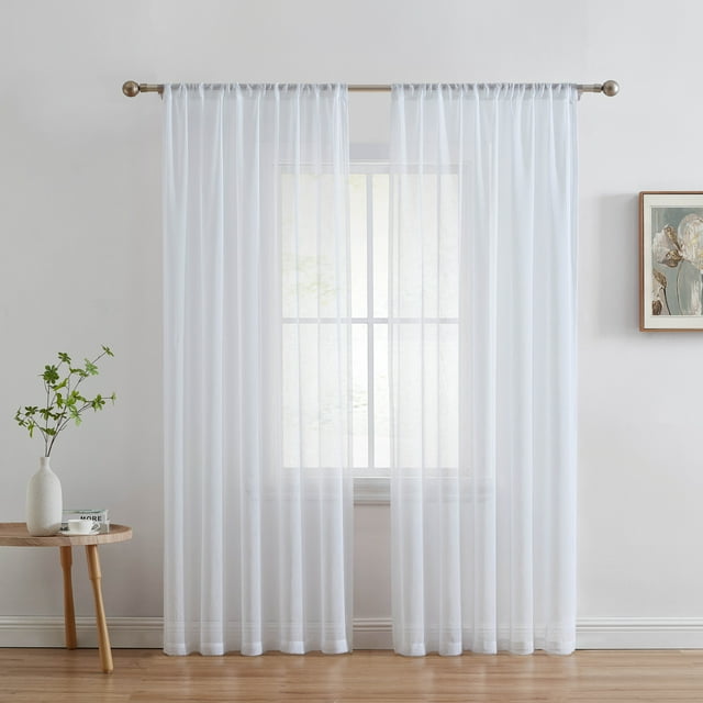 THD Zoey Faux Linen Textured Semi Sheer Window Rod Pocket Thick ...