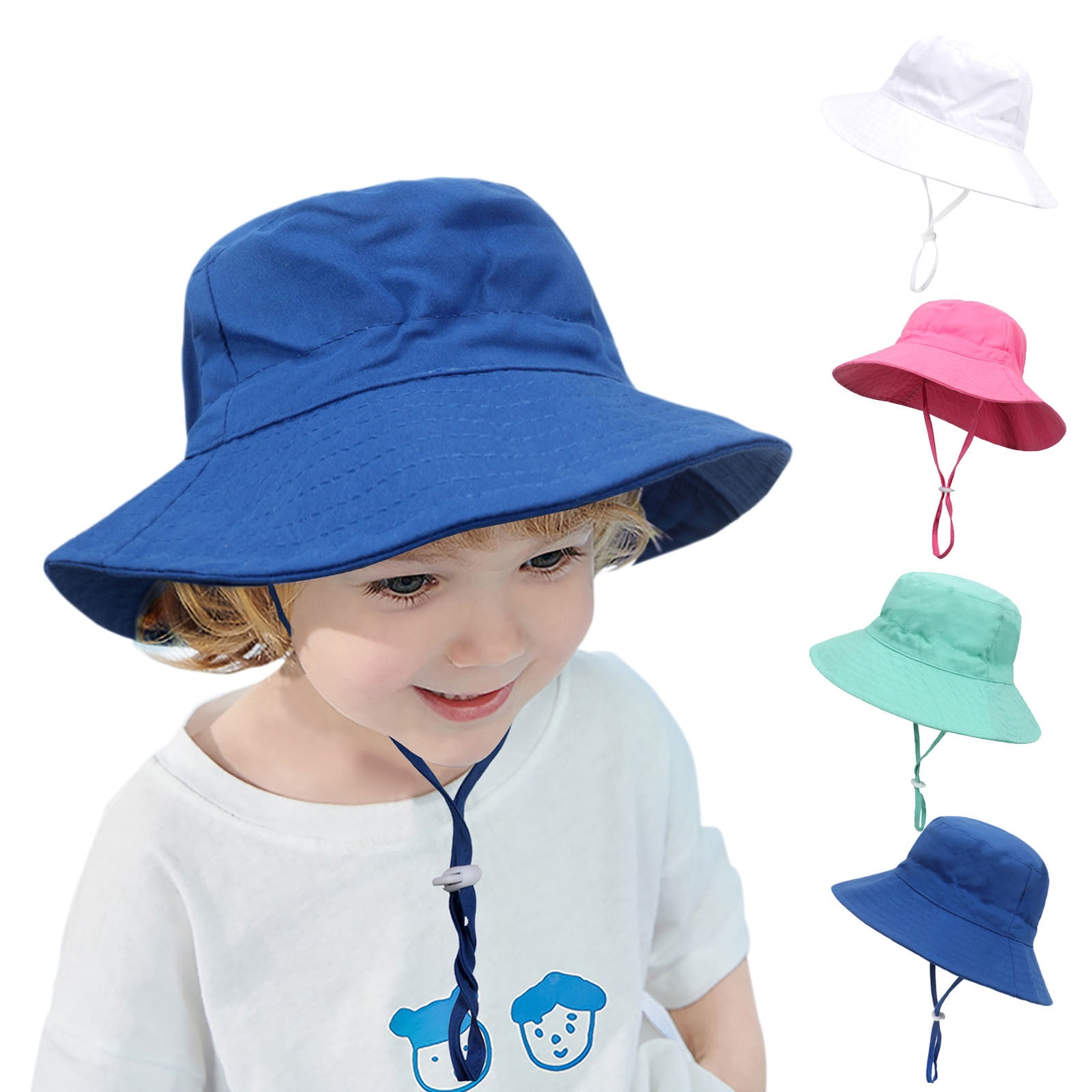 THDHVS Kids Hats,Solid Color Cotton Wide Brim Bucket Hat Soft UPF Sun ...