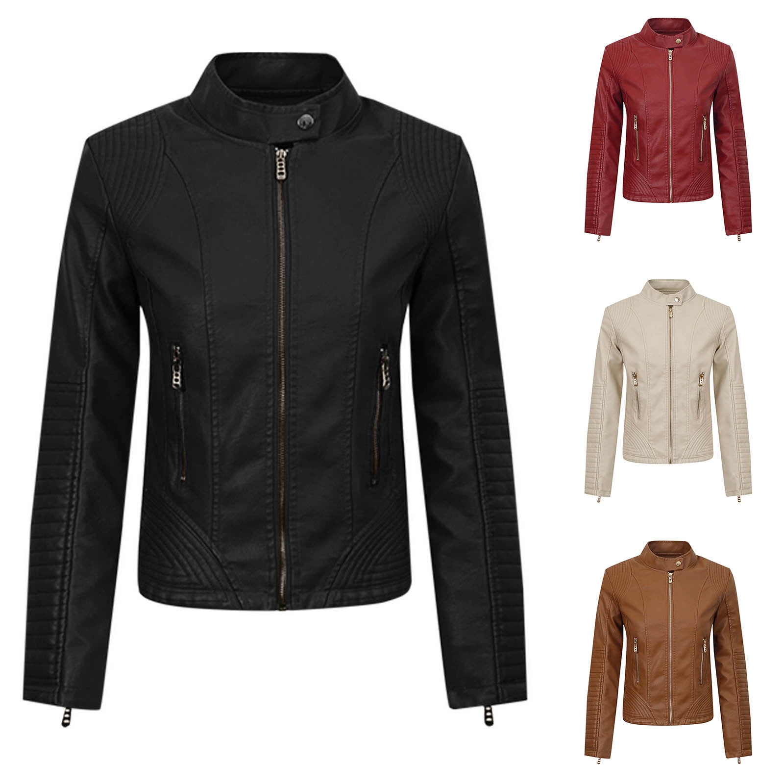 THDHVS Leather Jacket Women,Jackets for Women,Womens Classic Brando ...