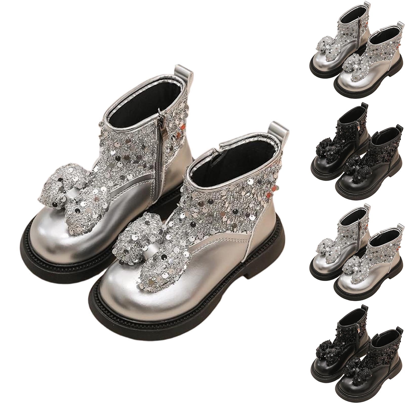 THDHVS Boots for Girls,Girls' Bow Accent Ankle Boots with Genuine ...