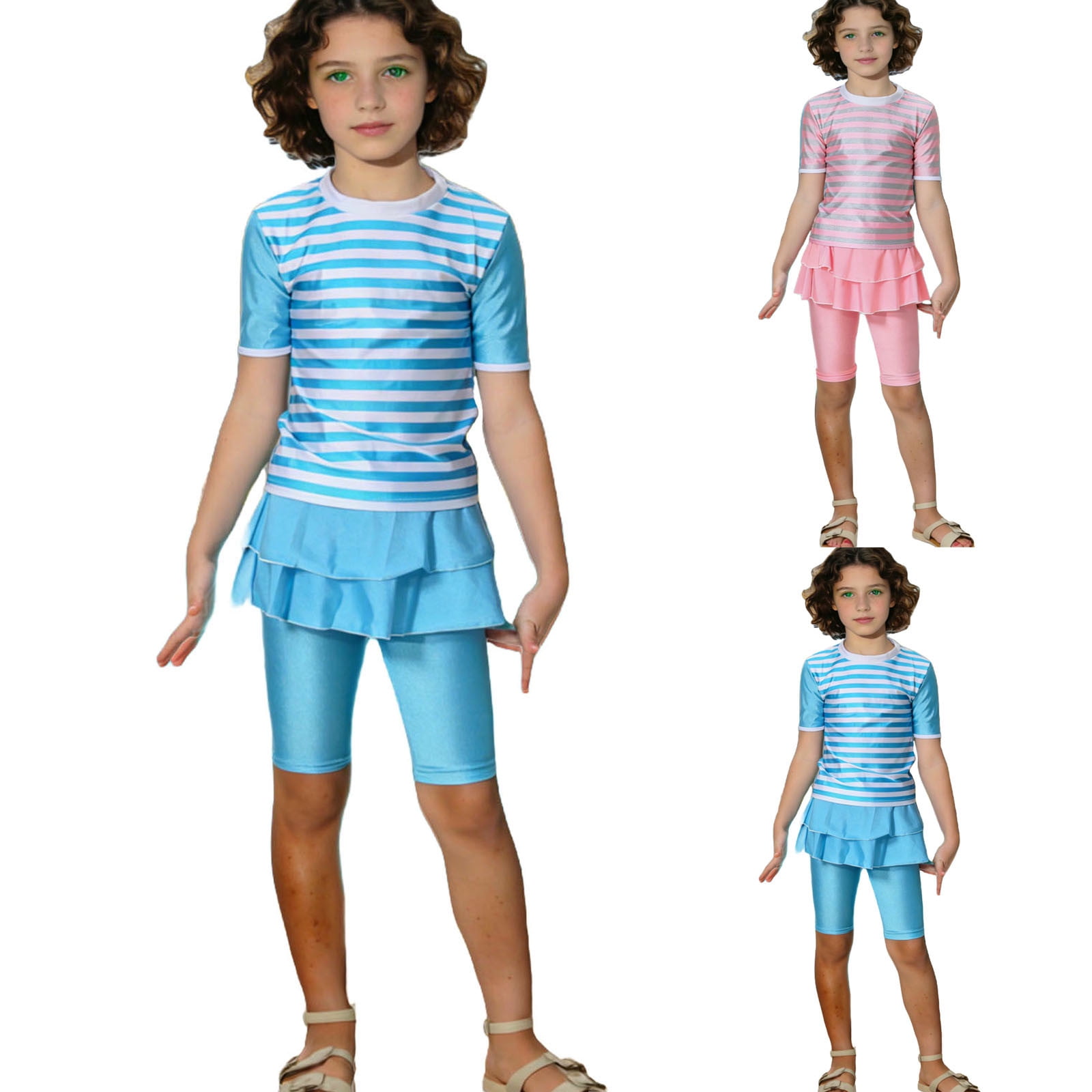 THDHVS Girls Swimsuit,Bathing Suits for Girls,Kids Hawaiian Stripe ...