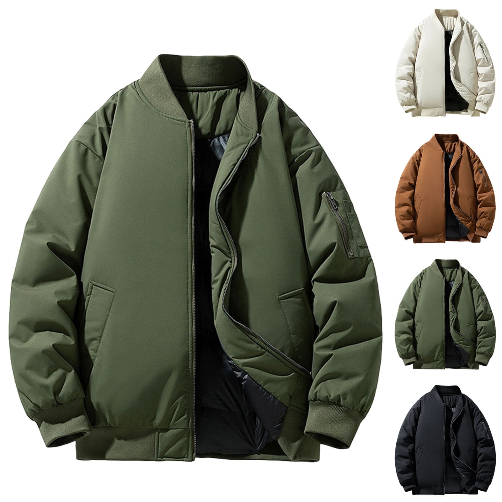 THDHVS Puffer Jacket Men,Jackets for Men,Men's Solid Color Bomber ...