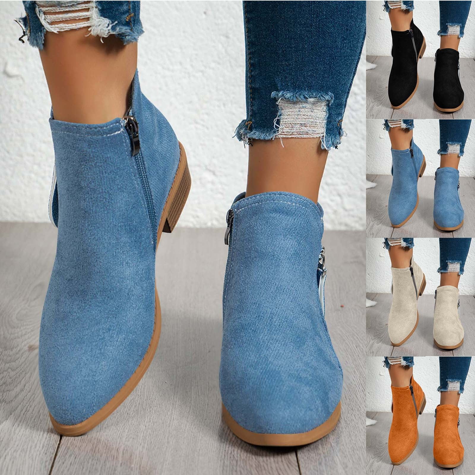 THDHVS Womens Boots,Ankle Boots for Women,Women's Chunky Heel Ankle ...