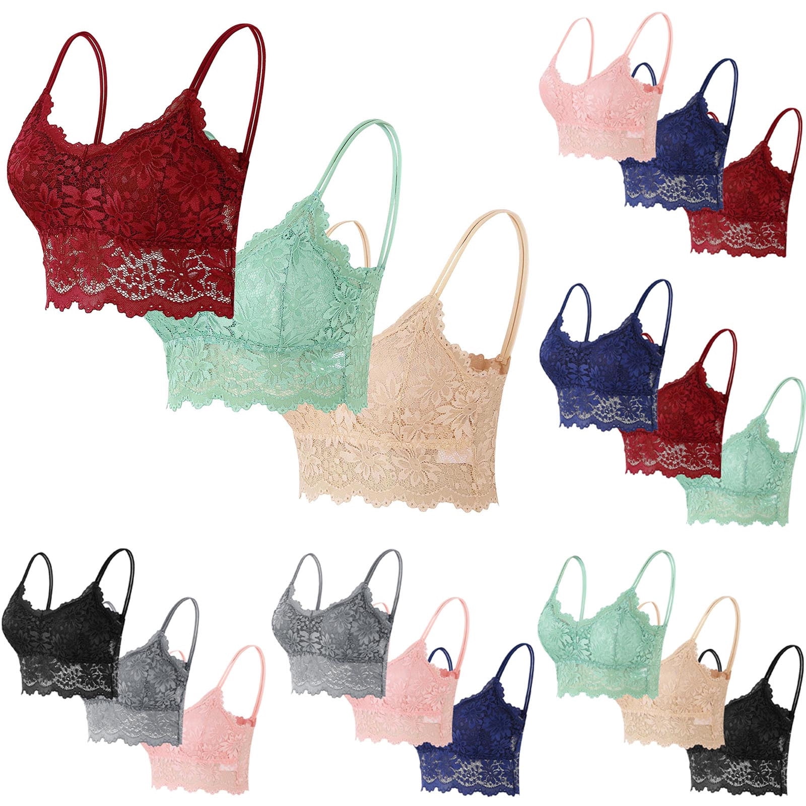 THDHVS Womens Bras,Push Up Bras for Women,Lace Bandeau Bras 2 3 or 5 ...