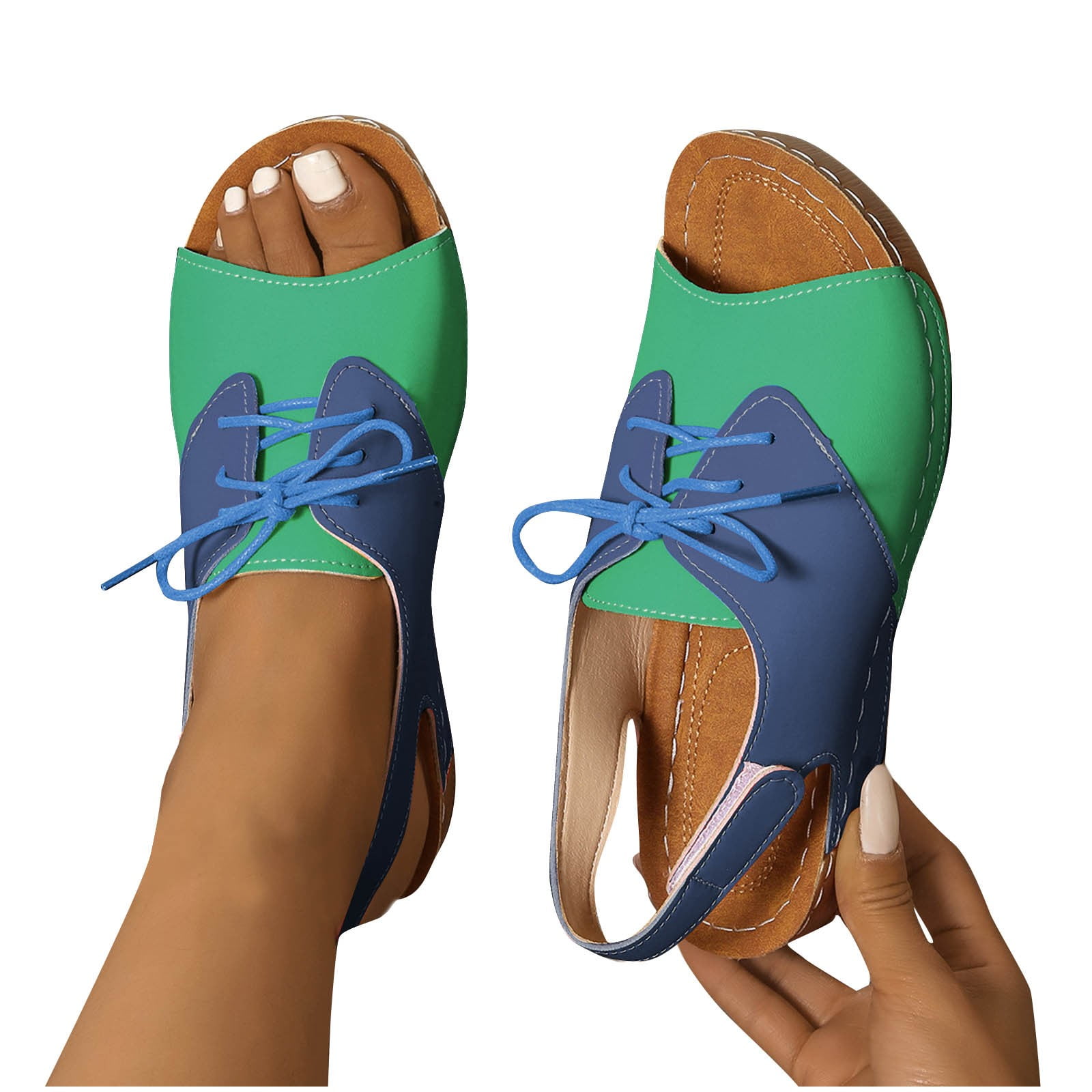 THDHVS Women's Sandals,Beach Sandals for Woman,Women's Fashion Casual Summer Style Roman Lace-Up ...