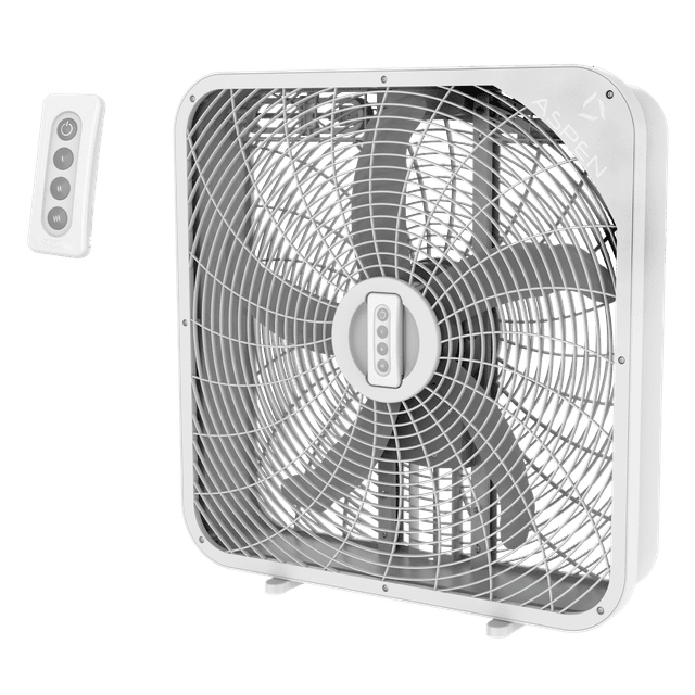 THE ASPEN 20 in. Box Fan with Remote Control - Quiet, Efficient Cooling ...
