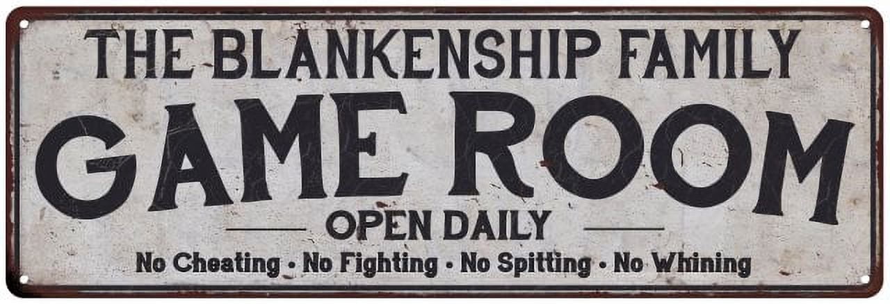 THE BLANKENSHIP FAMILY Game Room Chic Metal 8x24 Sign 108240042995 ...