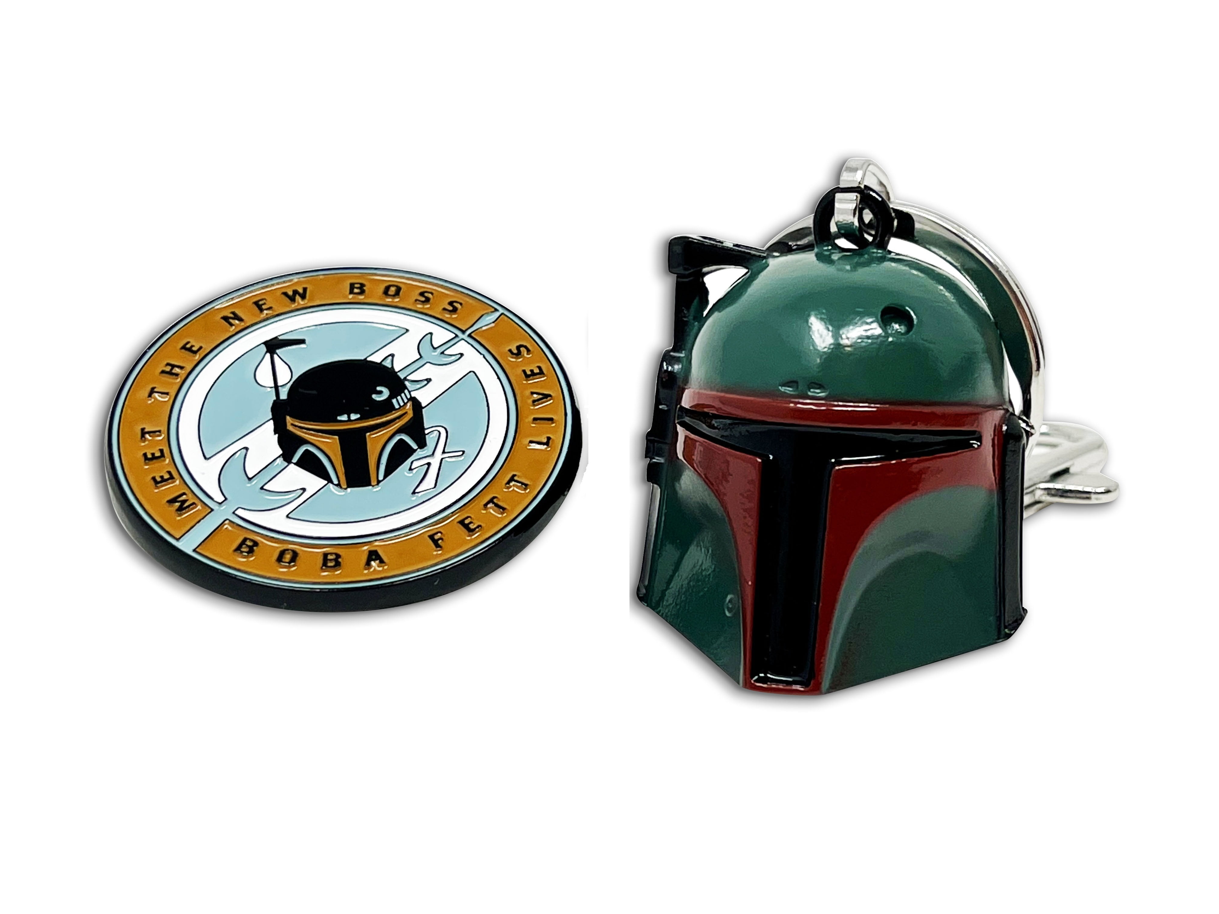 THE BOOK OF BOBA FETT HELMET KEYCHAIN & MEET THE NEW BOSS PIN Combo SET ...