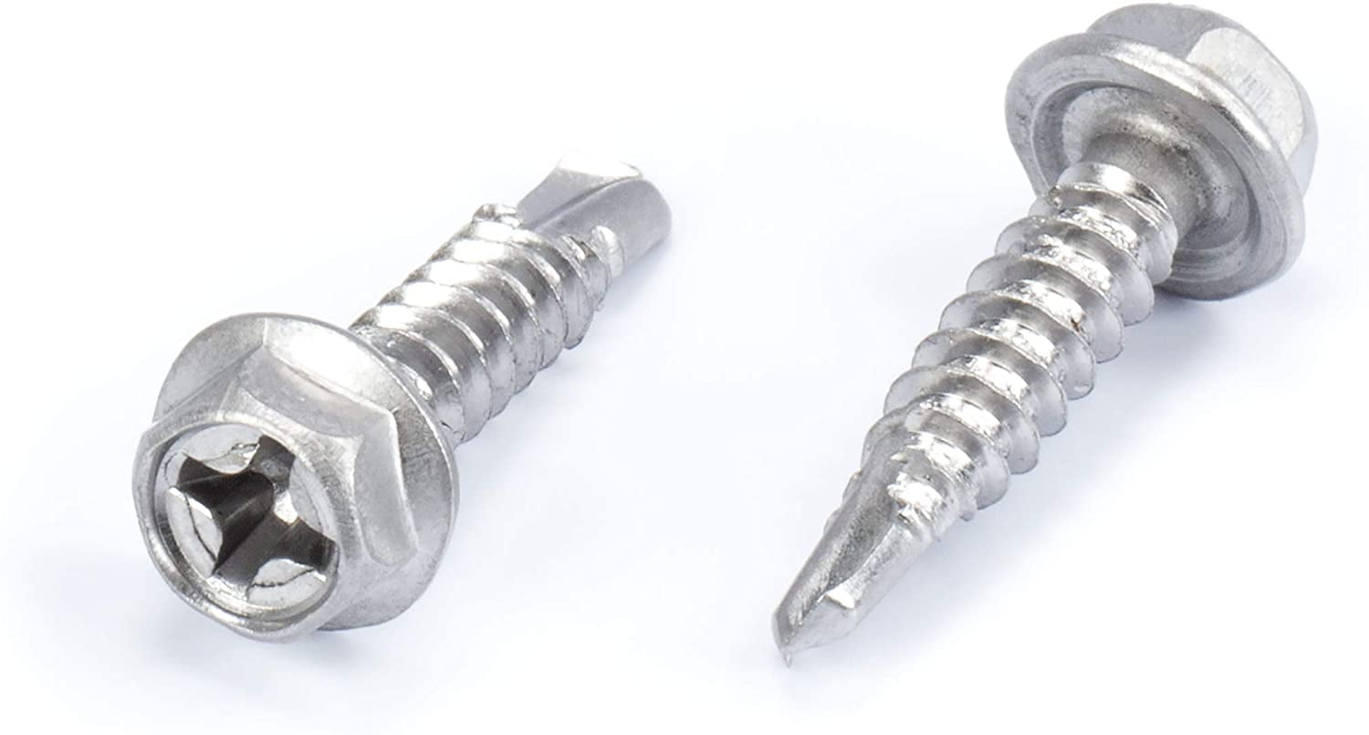 THE CIMPLE CO - 100pc Stainless Steel Self Drilling Tapping Screws #8 x ...