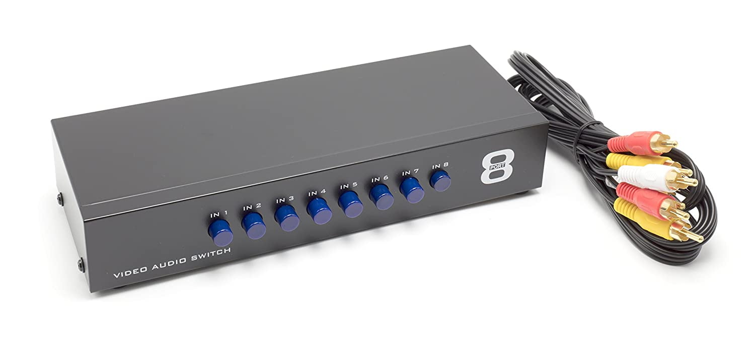 THE CIMPLE CO - 8 Way Switch Composite Video Switcher -Black- with RCA AV Cable - Walmart.com
