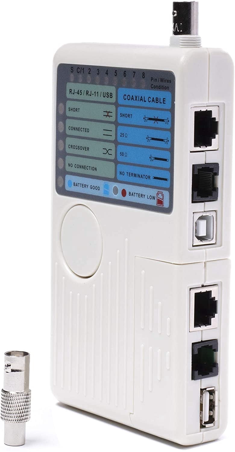 THE CIMPLE CO - 4-in-1 Universal Network Cable Tester Tool, RJ45, RJ11 ...