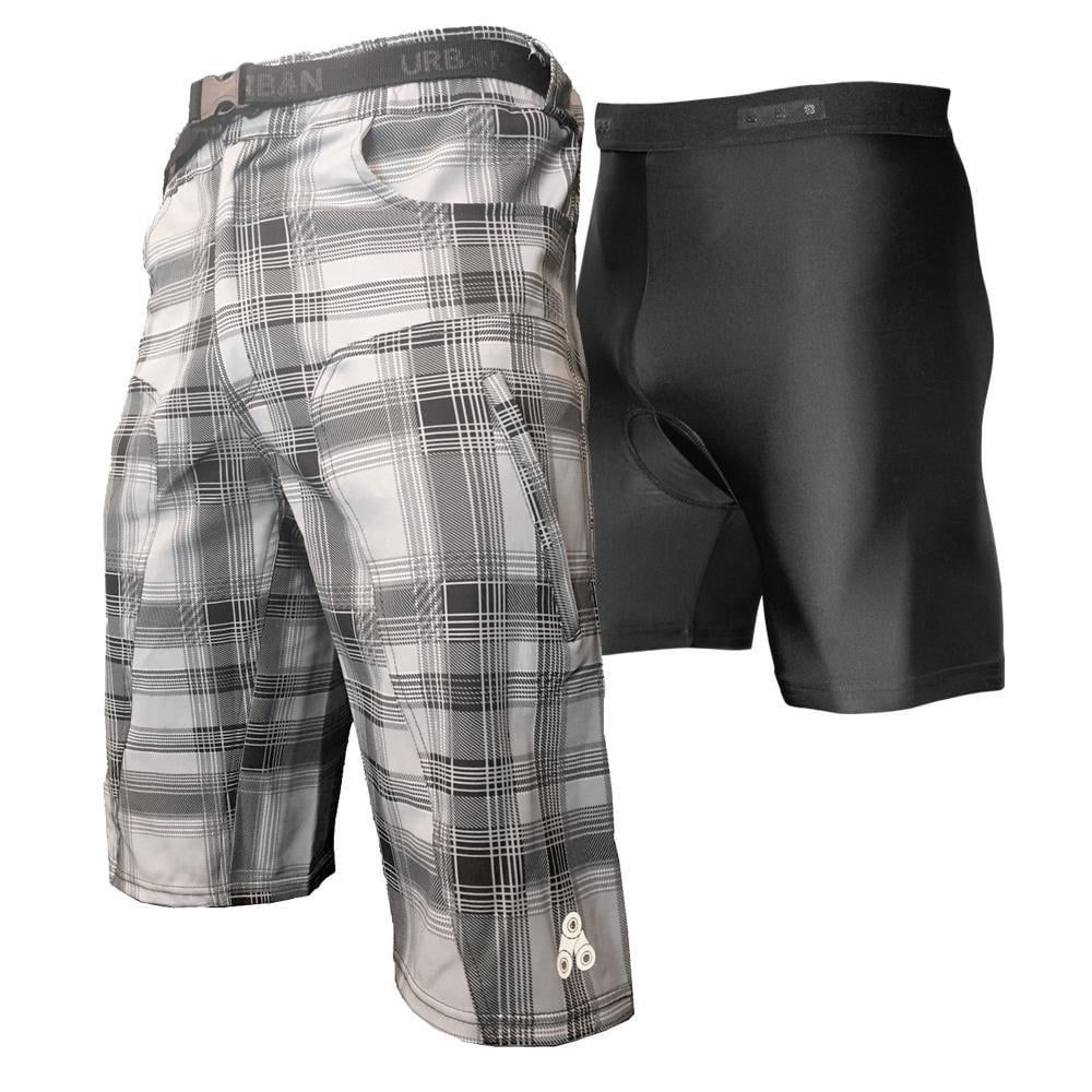 THE ENDURO - Men's Plaid MTB Shorts with Padded Underliner - Walmart.com