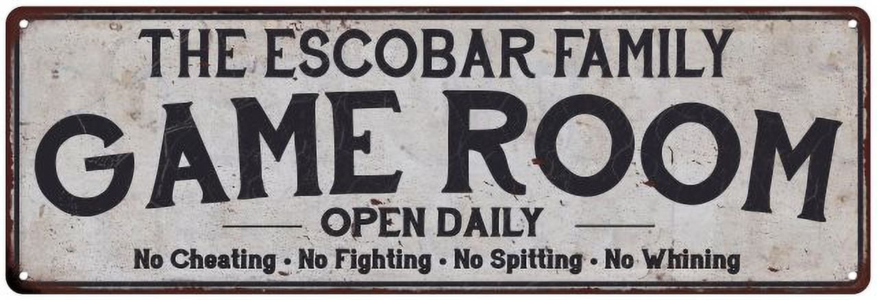 THE ESCOBAR FAMILY Game Room Country Metal 8x24 Sign 108240042778 ...