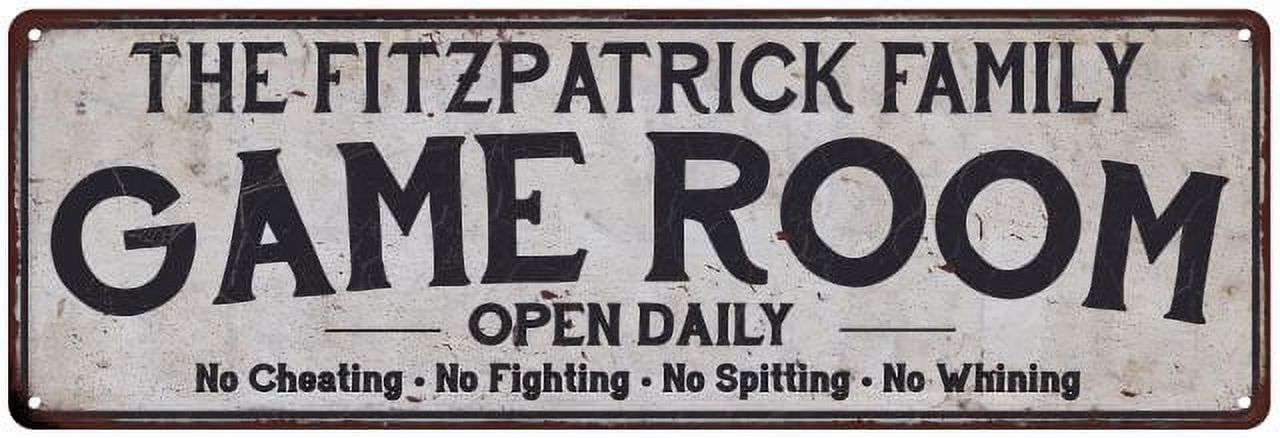 THE FITZPATRICK FAMILY Gift Game Room Chic Metal 6x18 Sign 206180042996 ...