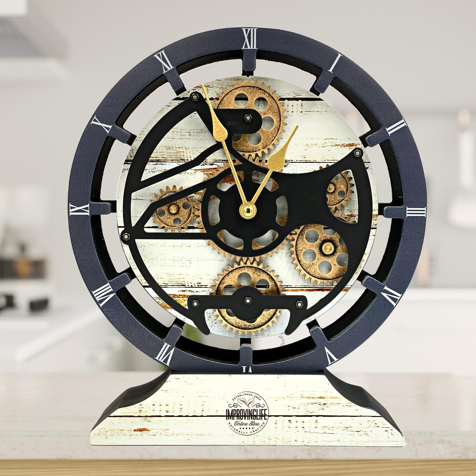 THE GEARS CLOCK Desk Clock with Real Moving Gears (wall clock)CA-LI_ 10 ...