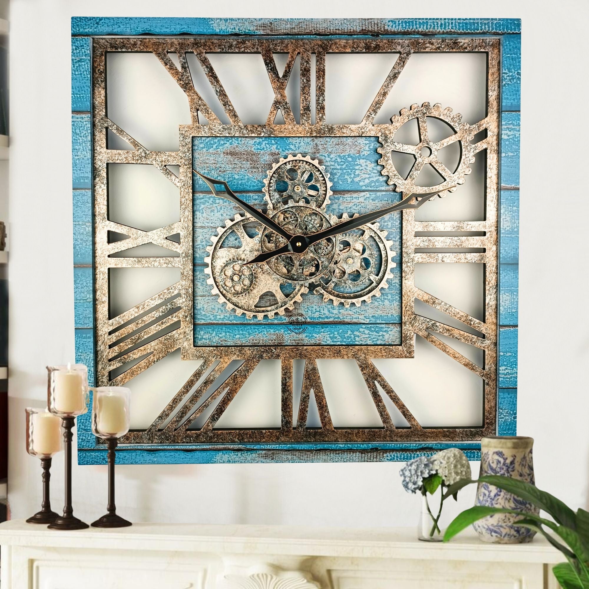 THE GEARS CLOCK Wall Clock with Real Moving Gears AM-LI_ 24 in Square ...
