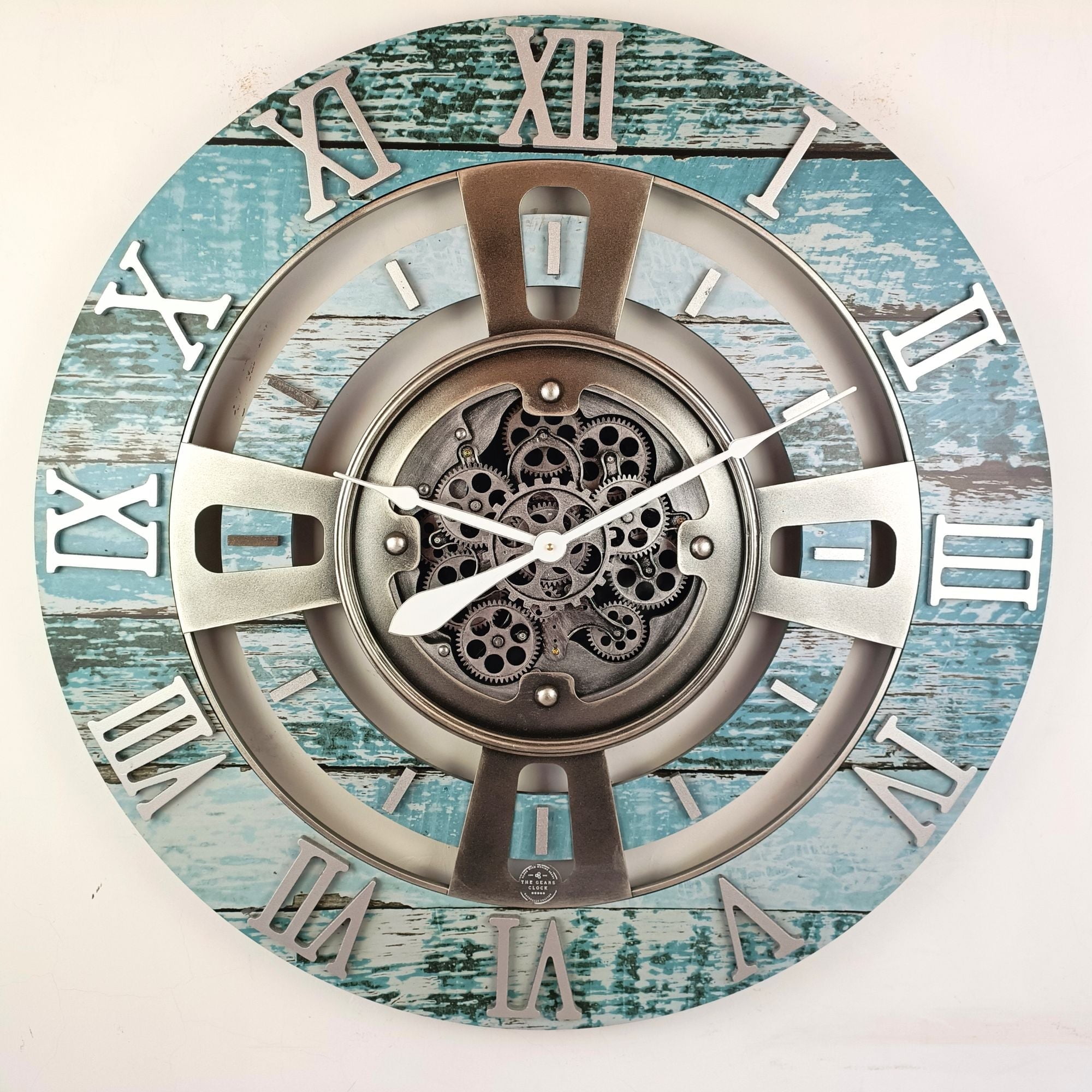 THE GEARS CLOCK Wall Clock with Real Moving Gears EN-LI_ 36 in Round ...