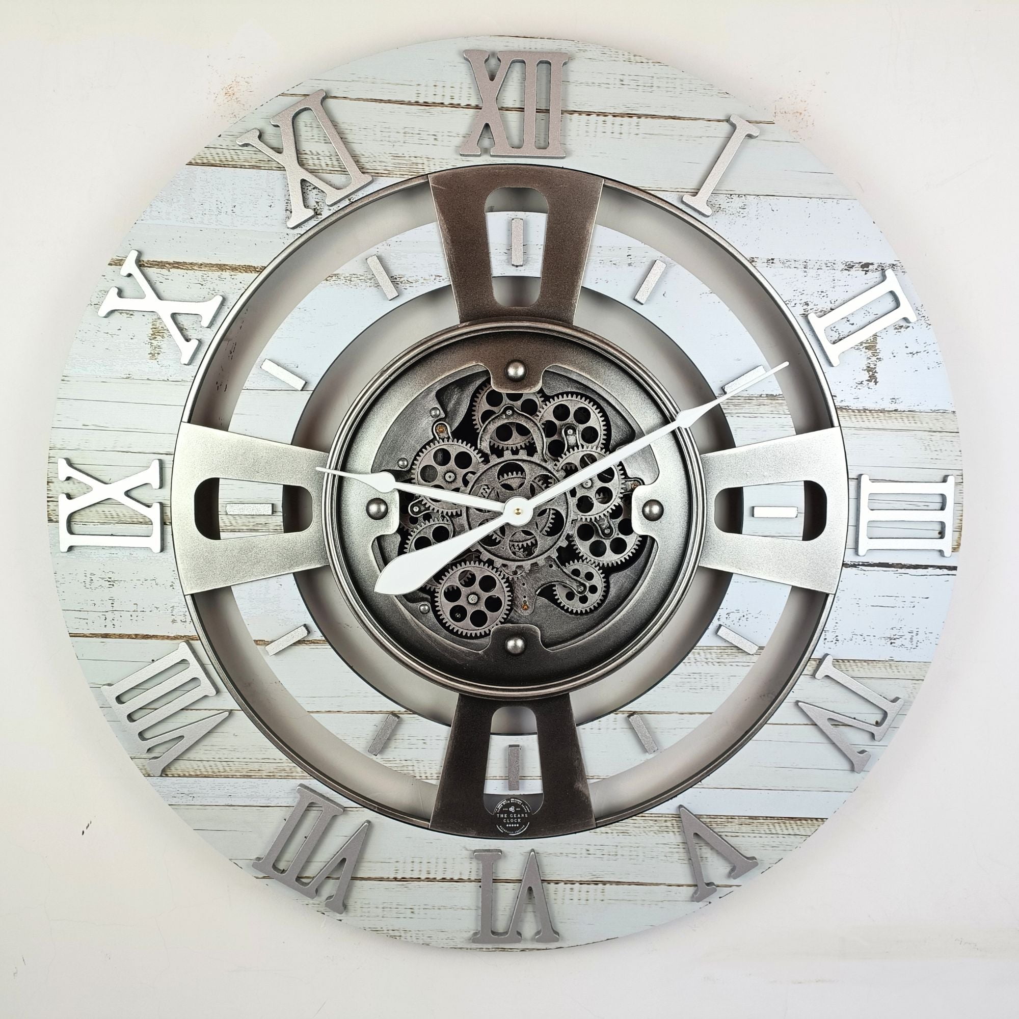 THE GEARS CLOCK Wall Clock with Real Moving Gears EN-LI_ 36 in Round ...