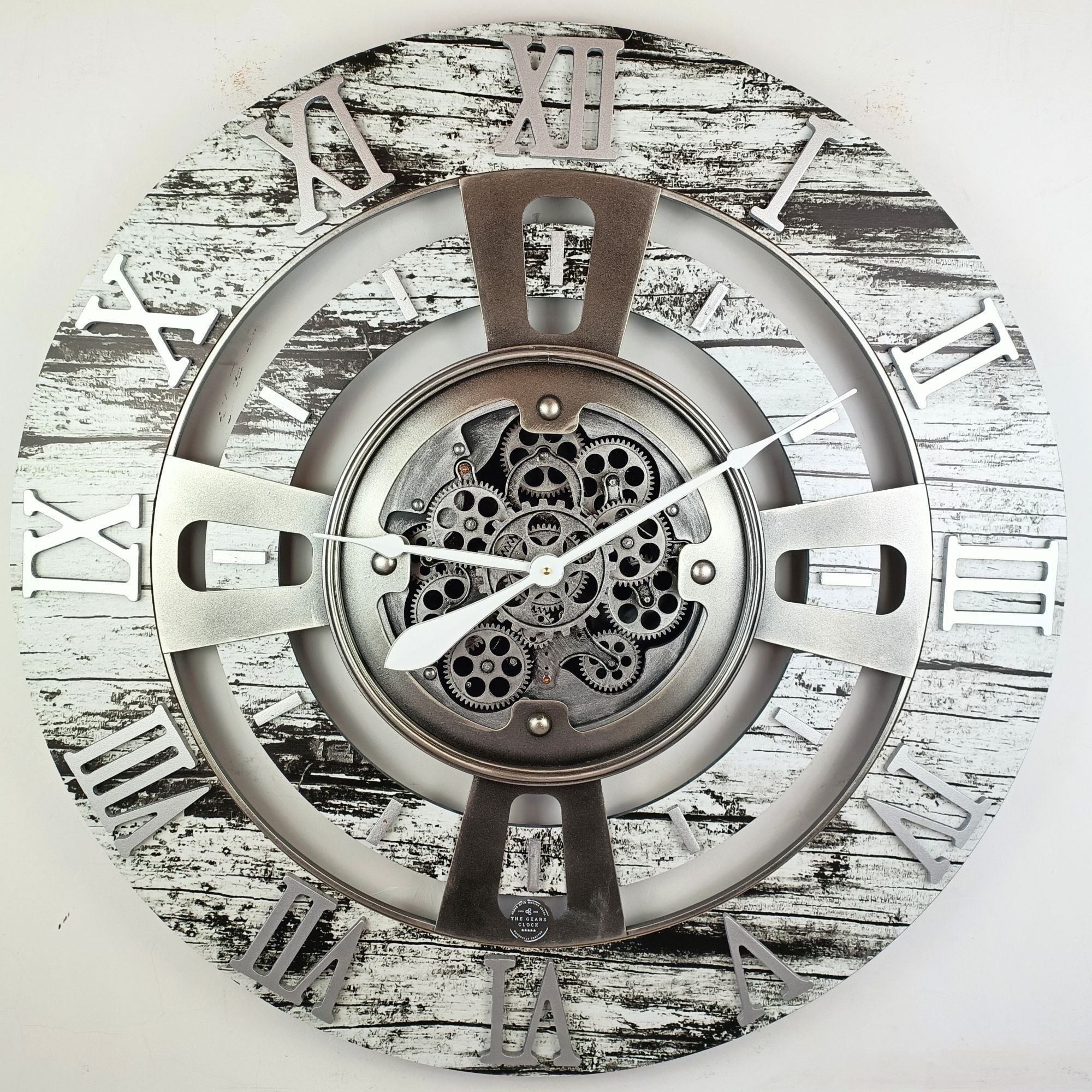 THE GEARS CLOCK Wall Clock with Real Moving Gears EN-LI_ 36 in Round ...
