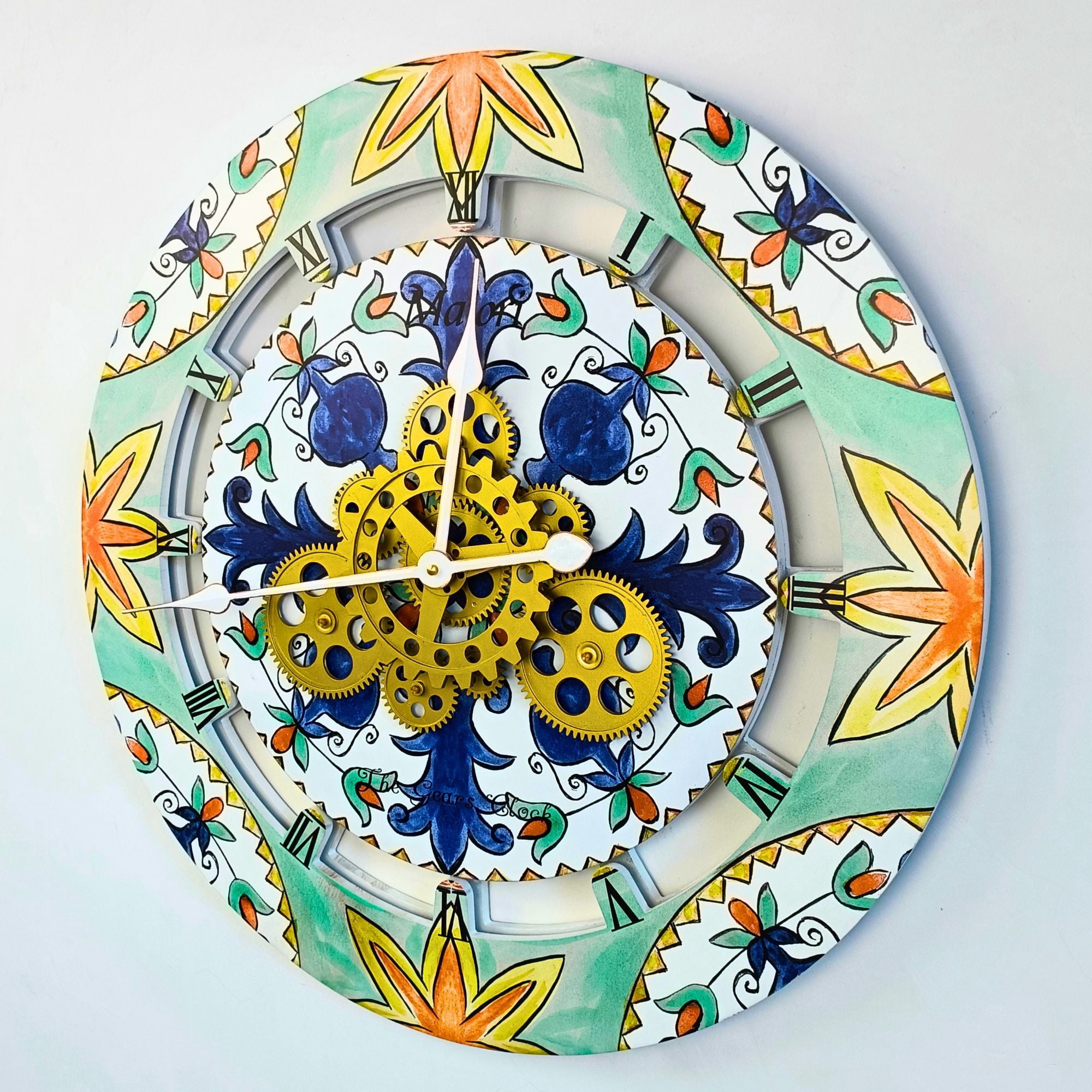 THE GEARS CLOCK Wall Clock with Real Moving Gears IT-LI_ 24 in Round ...