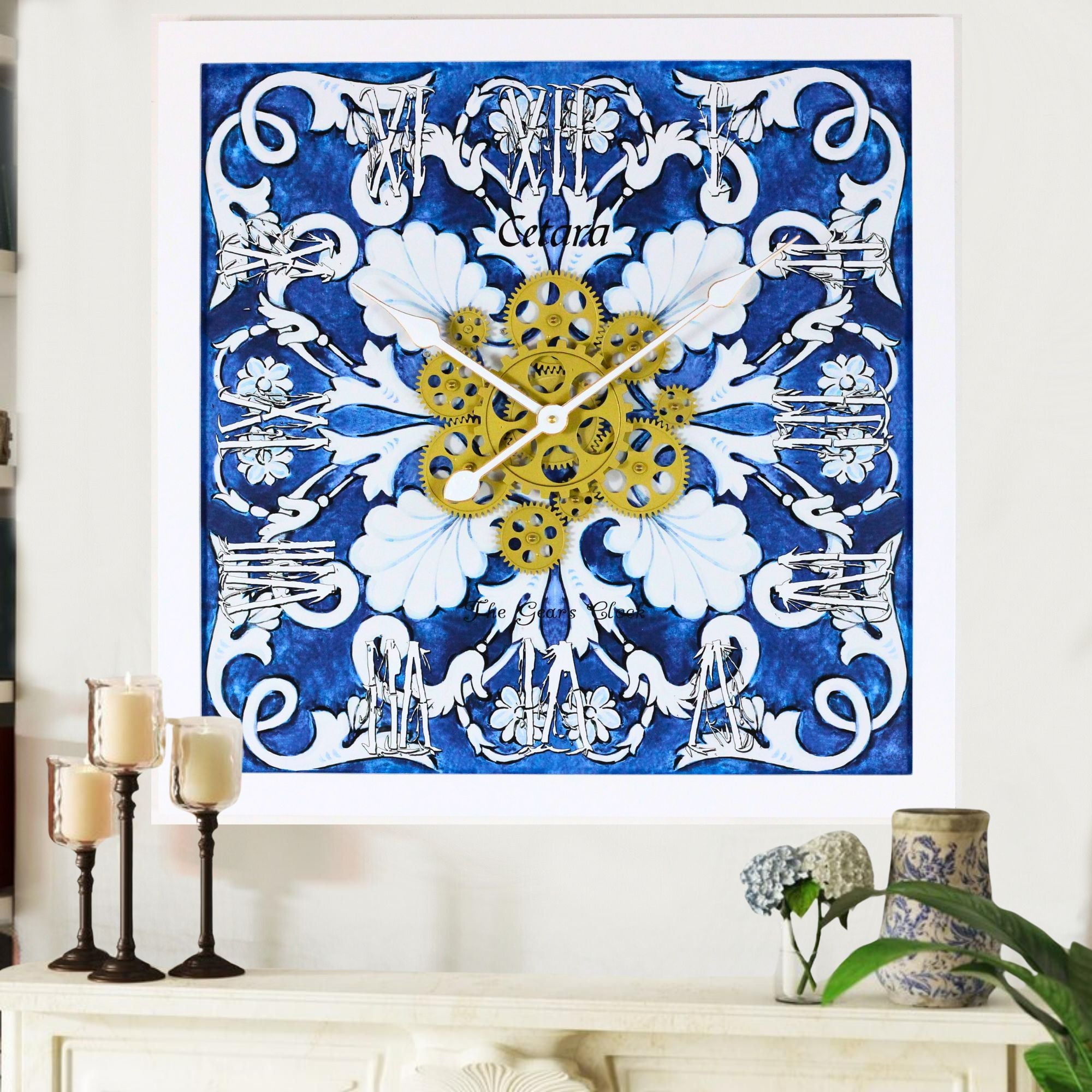 THE GEARS CLOCK Wall Clock with Real Moving Gears IT-LI_ 24 in Square ...