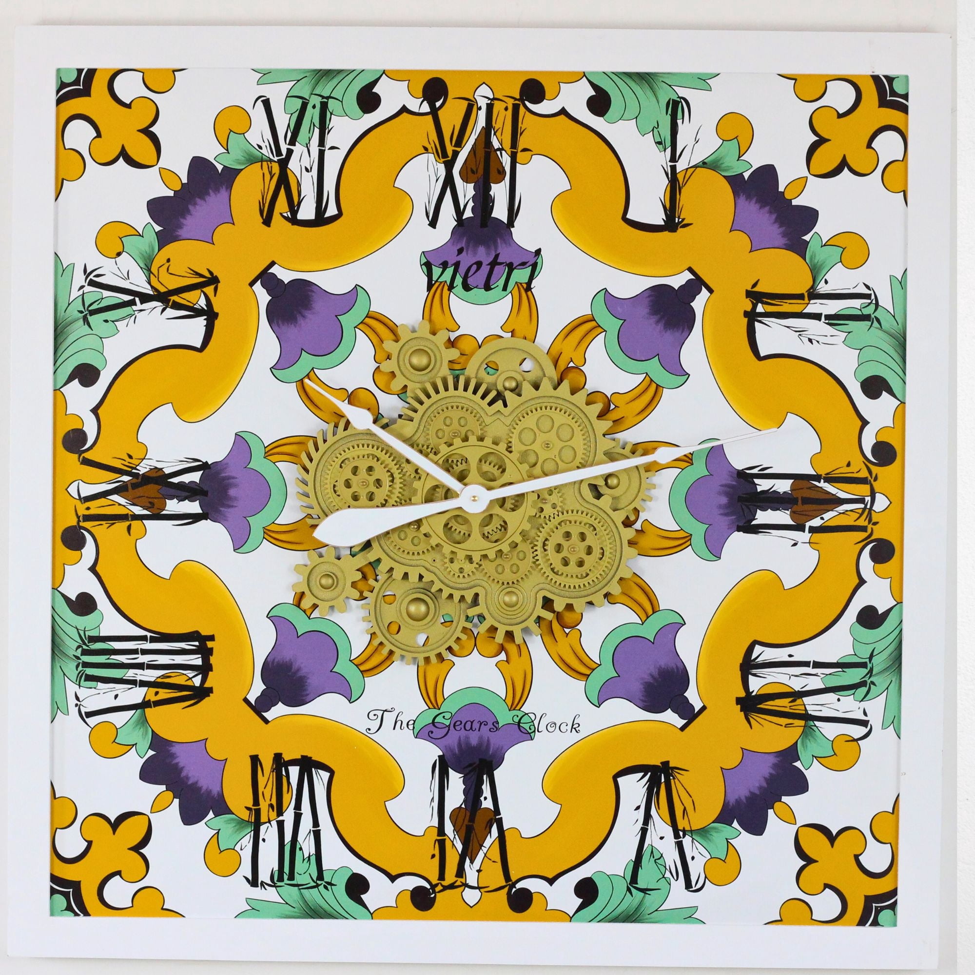 THE GEARS CLOCK Wall Clock with Real Moving Gears IT-LI_ 36 in Square ...