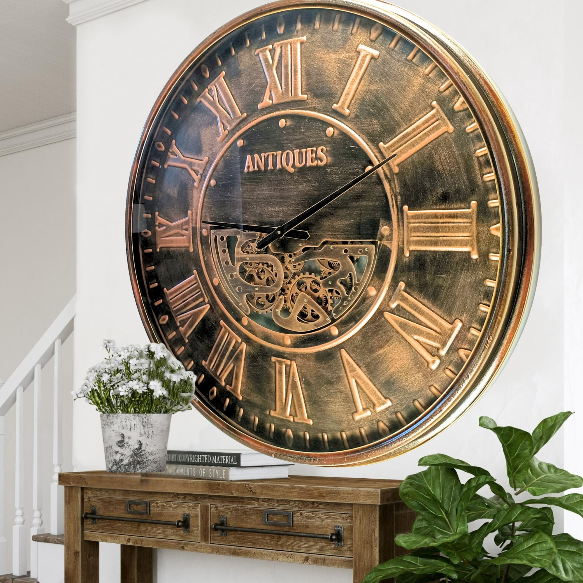 THE GEARS CLOCK Wall Clock with Real Moving Gears LU-LI_ 40 in Round ...