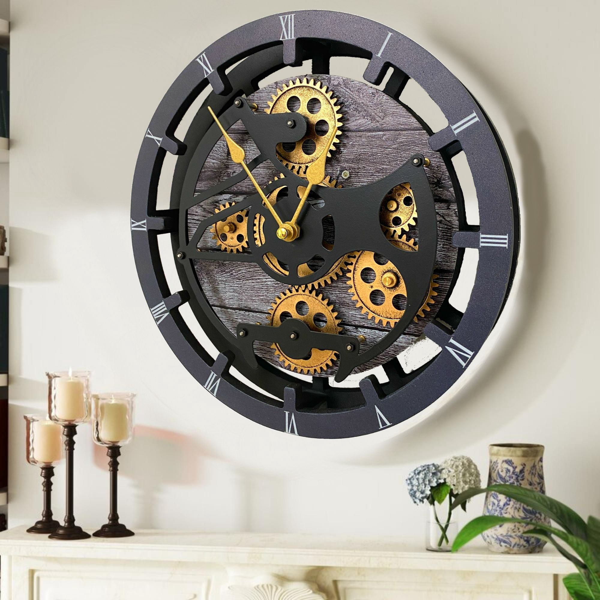 THE GEARS CLOCK Wall Clock with Real Moving Gears (Mantel clock)CA-LI ...