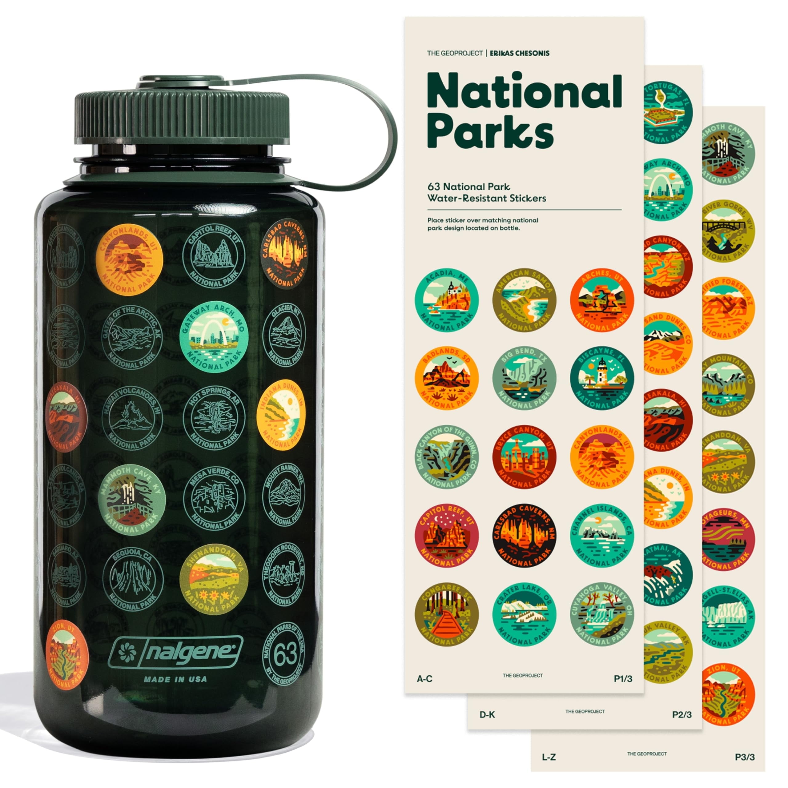 THE GEOPROJECT National Parks Plastic Water Bottle with Waterproof ...