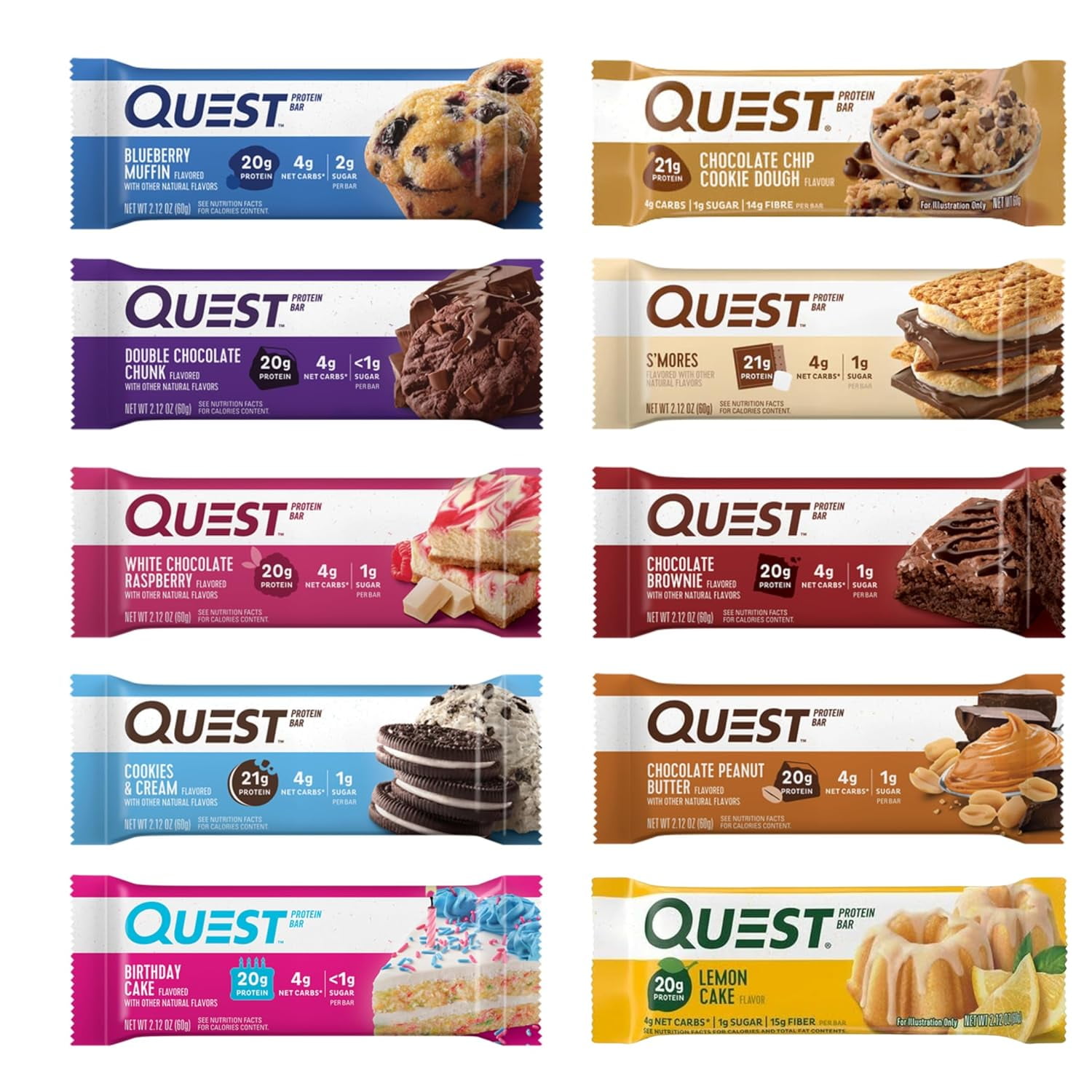 THE HUNGRY GORILLAQuest Nutrition Bars Variety Pack – 10 Different ...