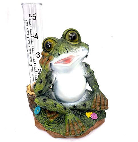 THE JOY TREE Frog Rain Gauge- Cute Garden Statue Frog with Rain Gauge ...