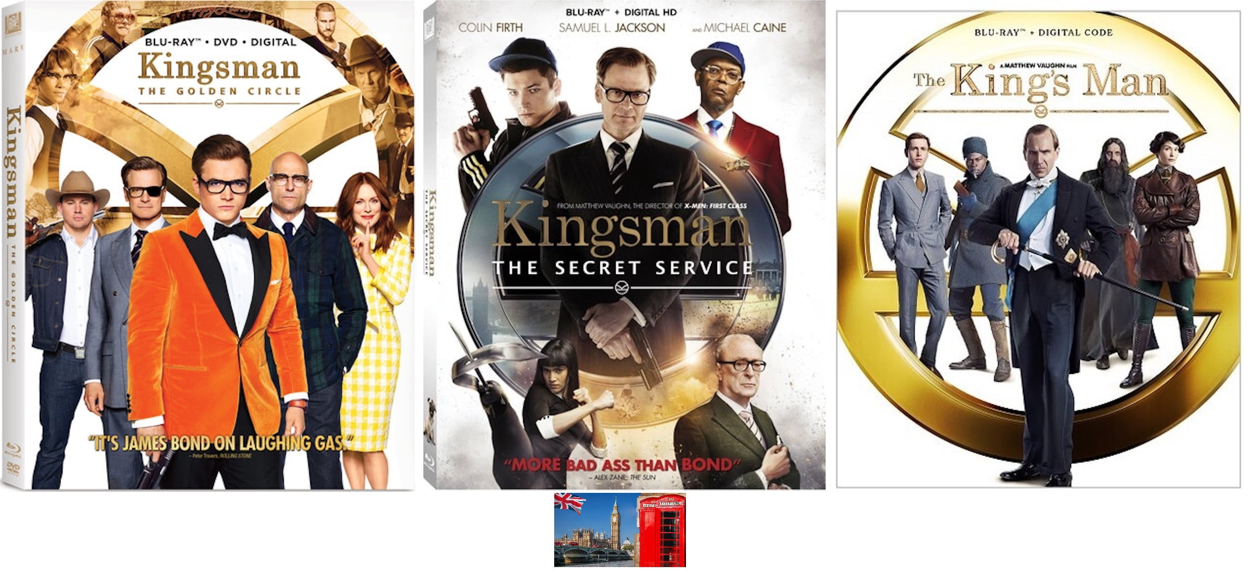 THE KINGSMAN TRILOGY 1 ONE SECRET SERVICE, 2 TWO GOLDEN CIRCLE, & 3 THREE KING'S MAN 3 BLU RAY ...