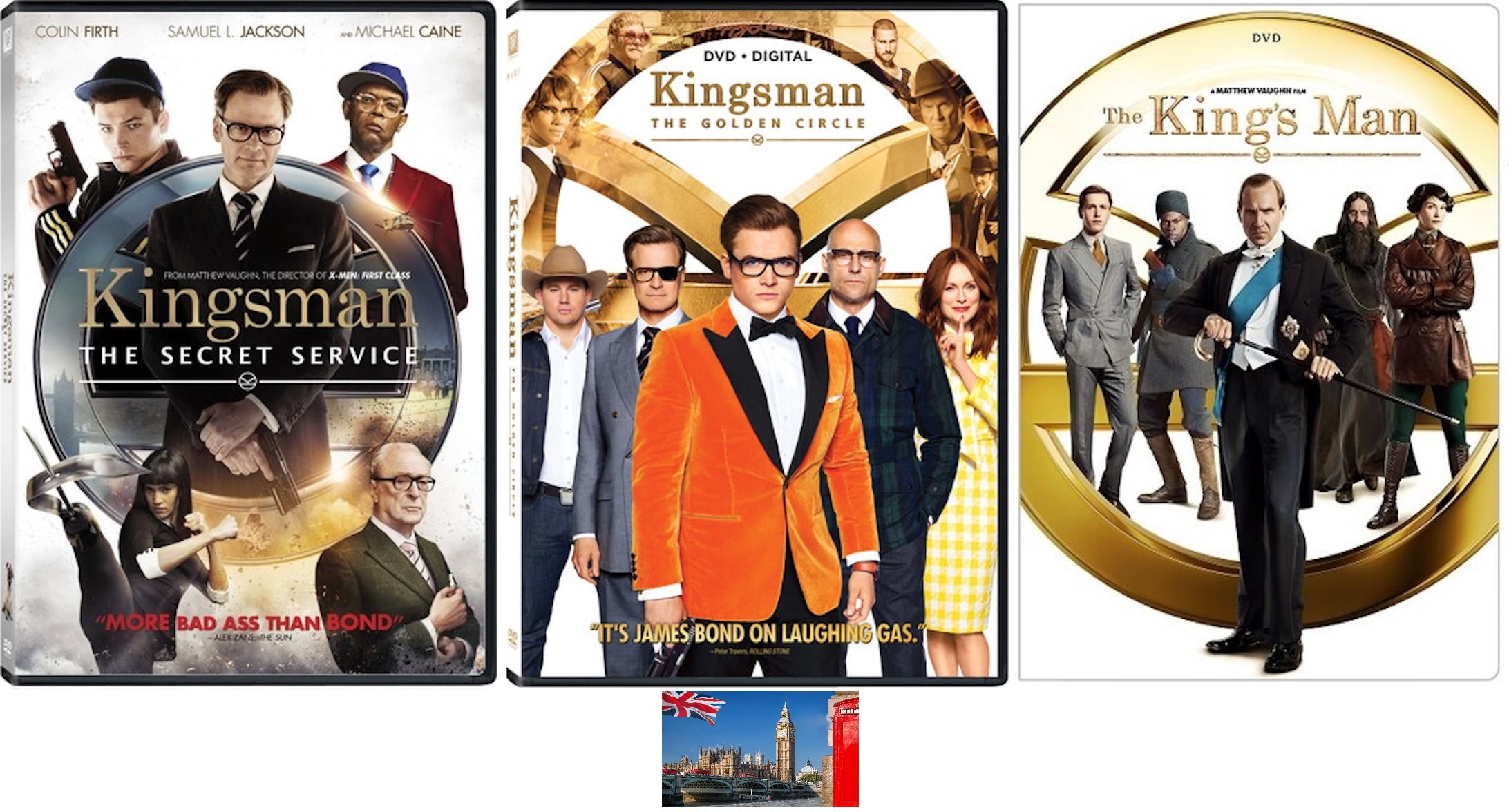 THE KINGSMAN TRILOGY 1 ONE SECRET SERVICE, 2 TWO GOLDEN CIRCLE, & 3 THREE KING'S MAN 3 DVD SET ...