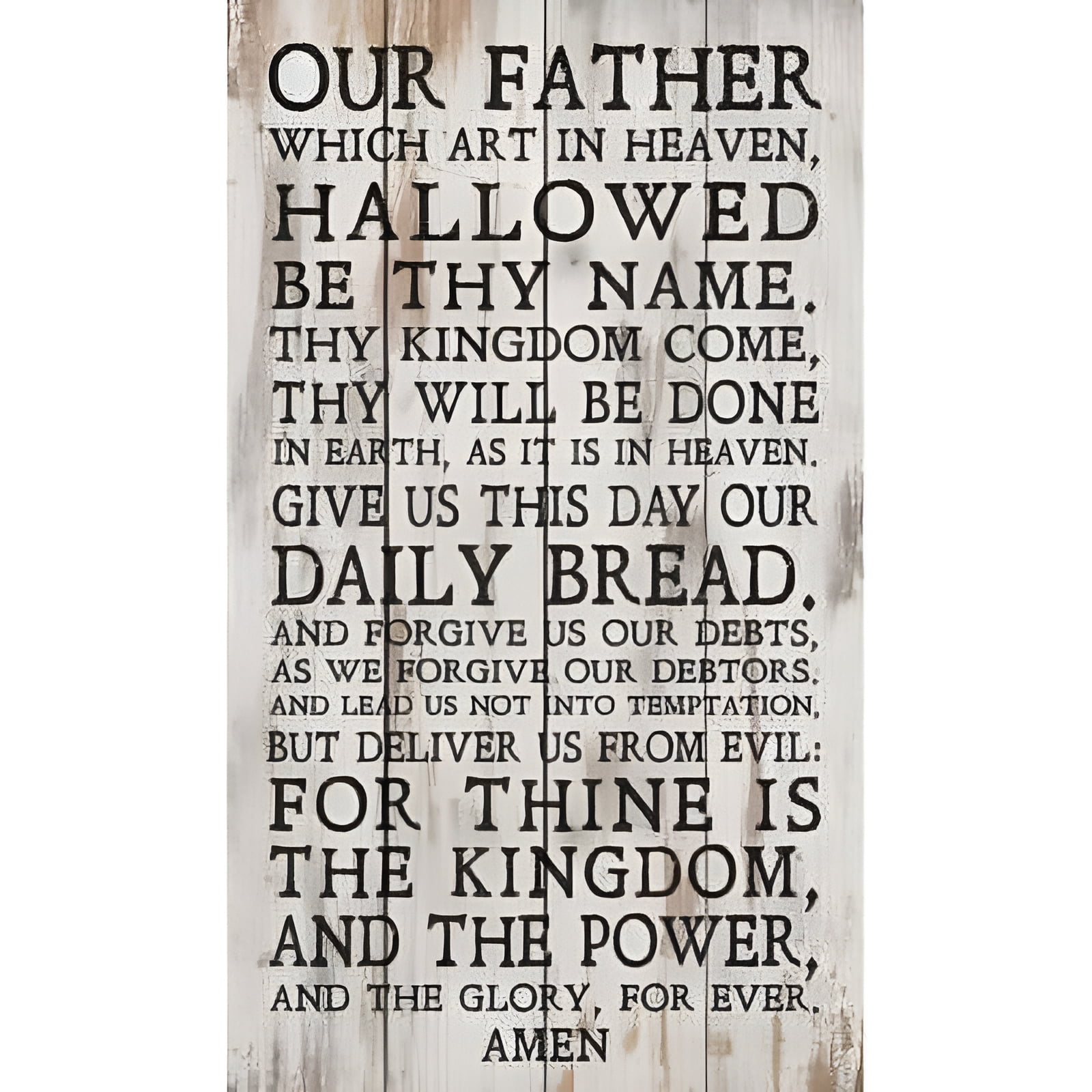 Our Father Lord's Prayer White Wash 14 x 24 Inch Solid Pine Wood Pallet ...