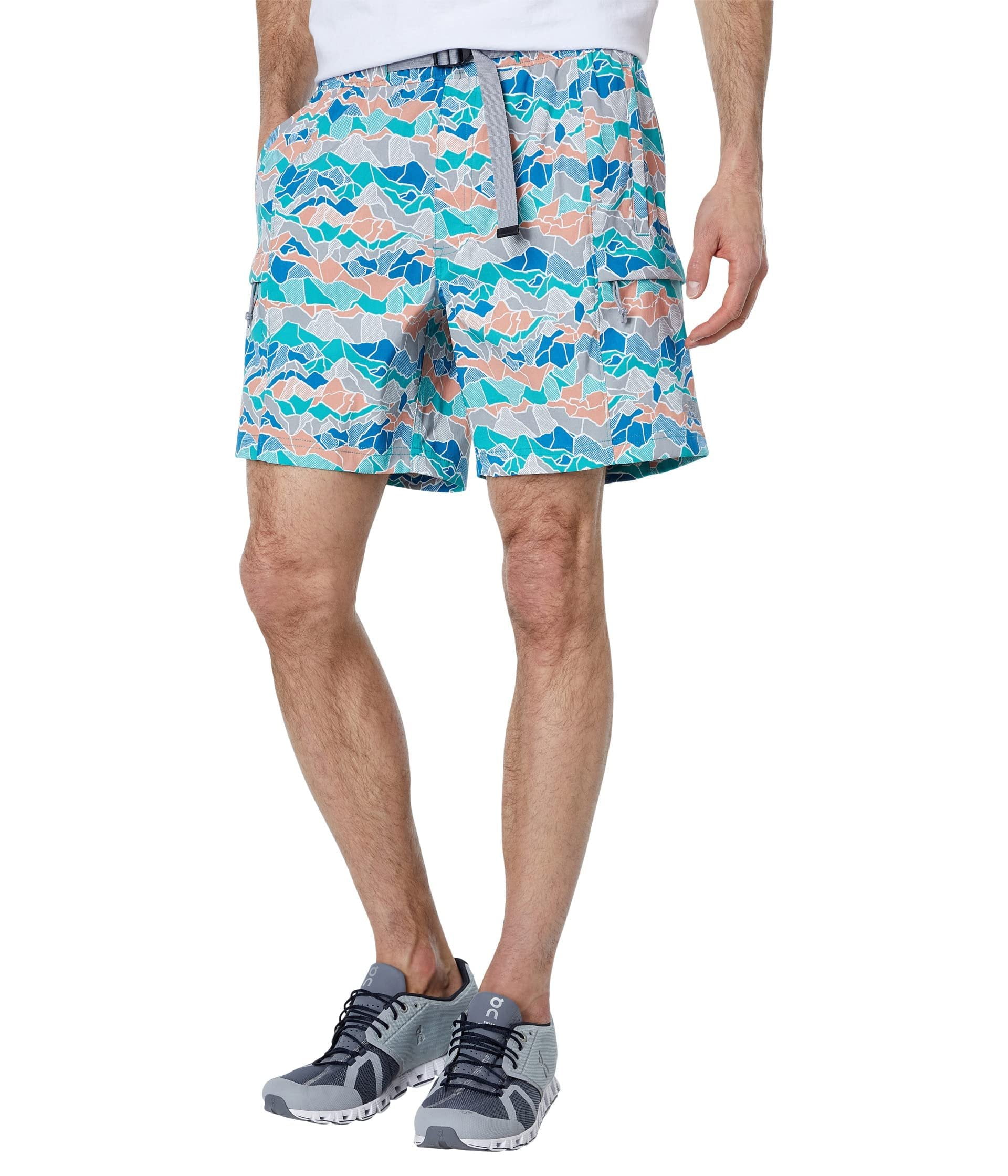 THE NORTH FACE Printed Class V 7" Belted Shorts Meld Grey Mountain Camo ...