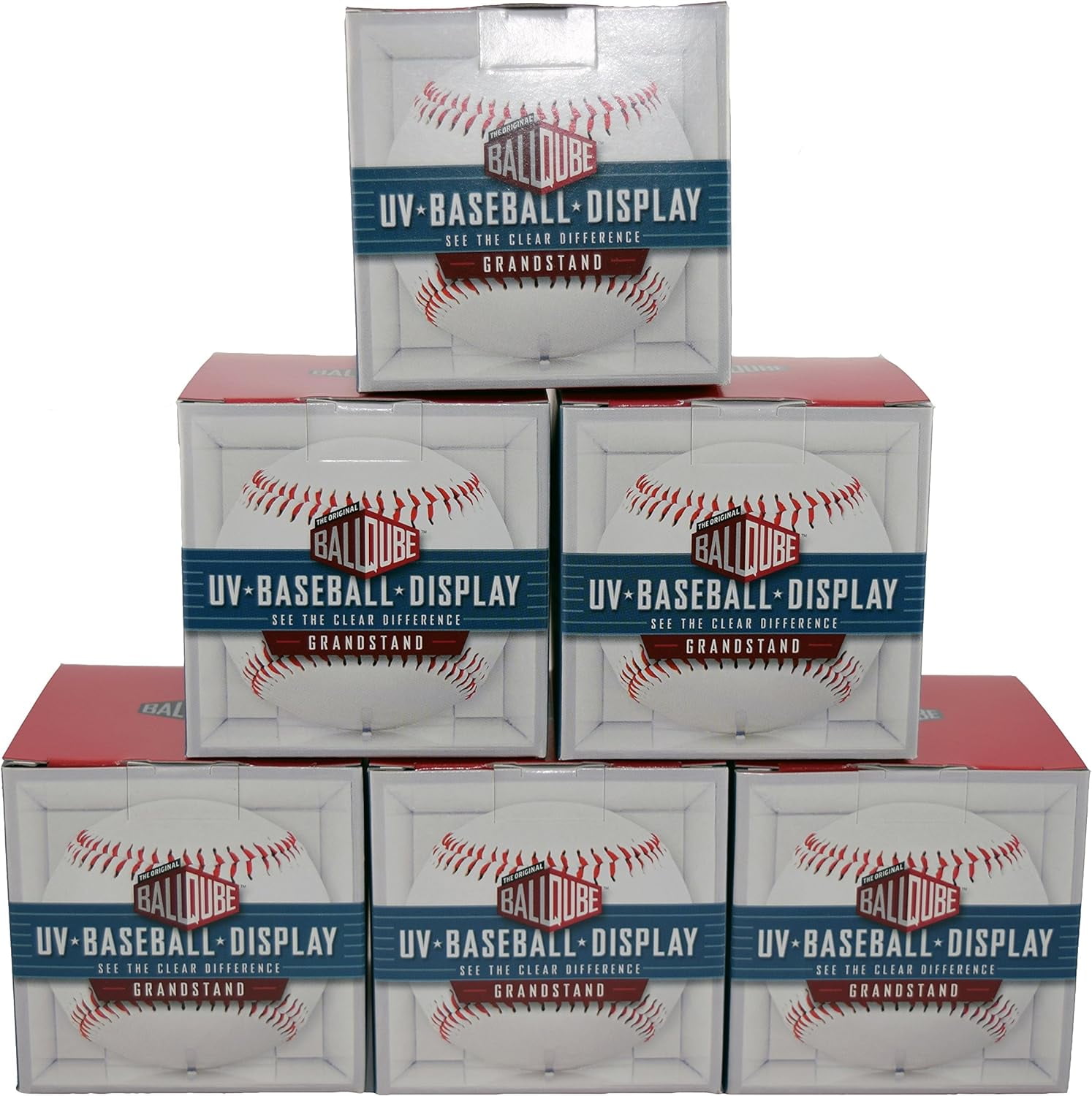 THE ORIGINAL BALLQUBE Grandstand Baseball Display with UV Protection (6 ...