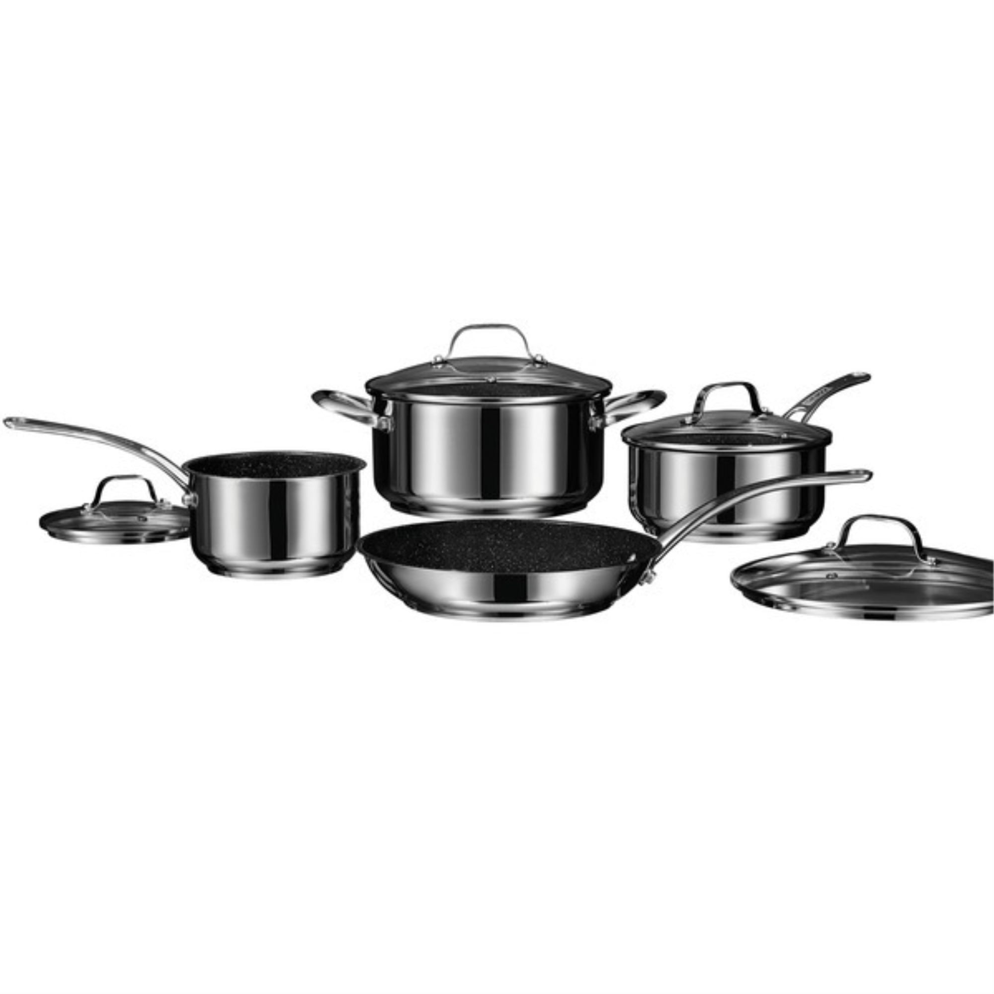THE ROCK by Starfrit Stainless Steel Non-Stick 8-Piece Cookware Set ...
